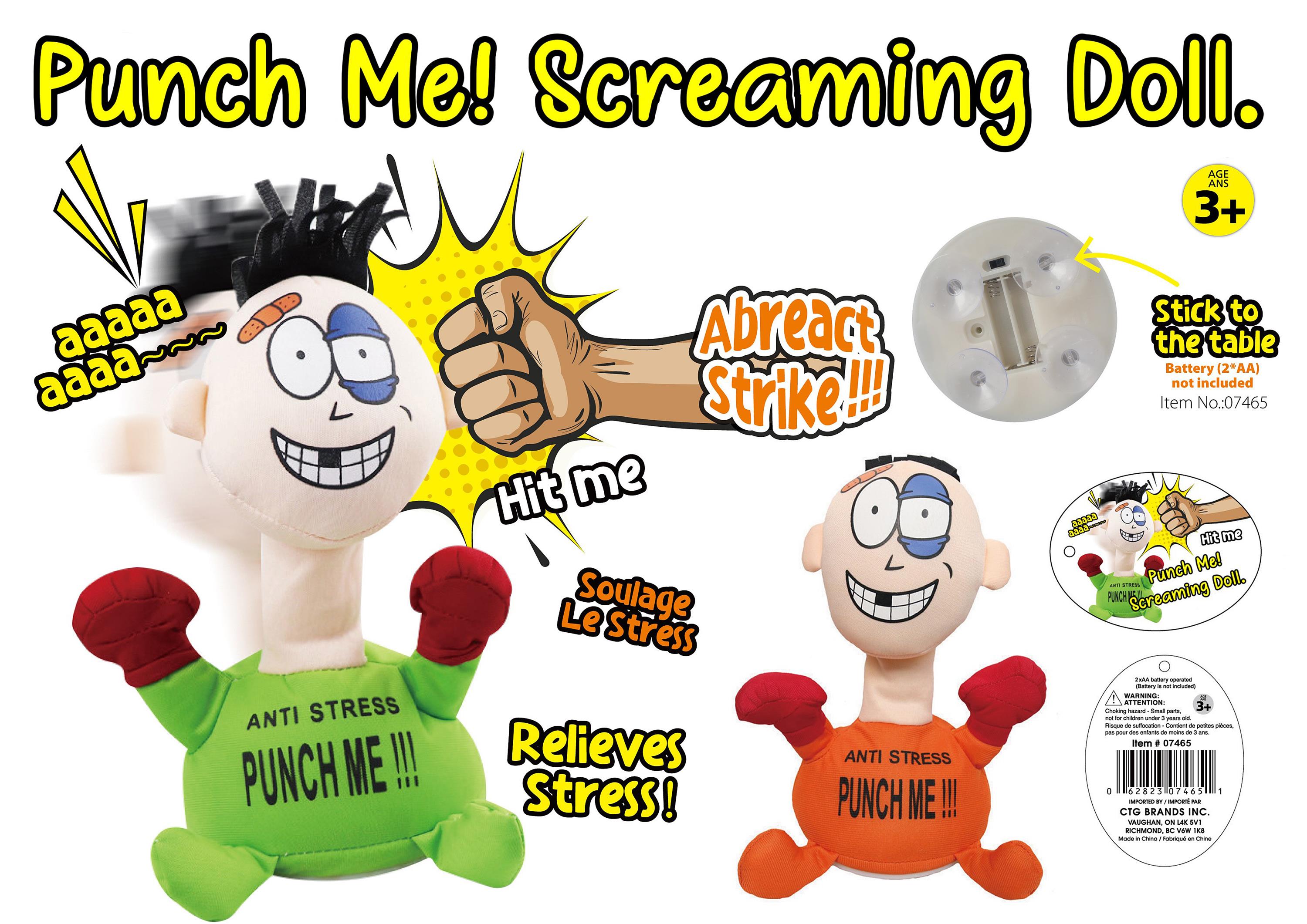 Punch Me! Screaming Doll, 2C, h/t. Batt. Not incl., 2xAA