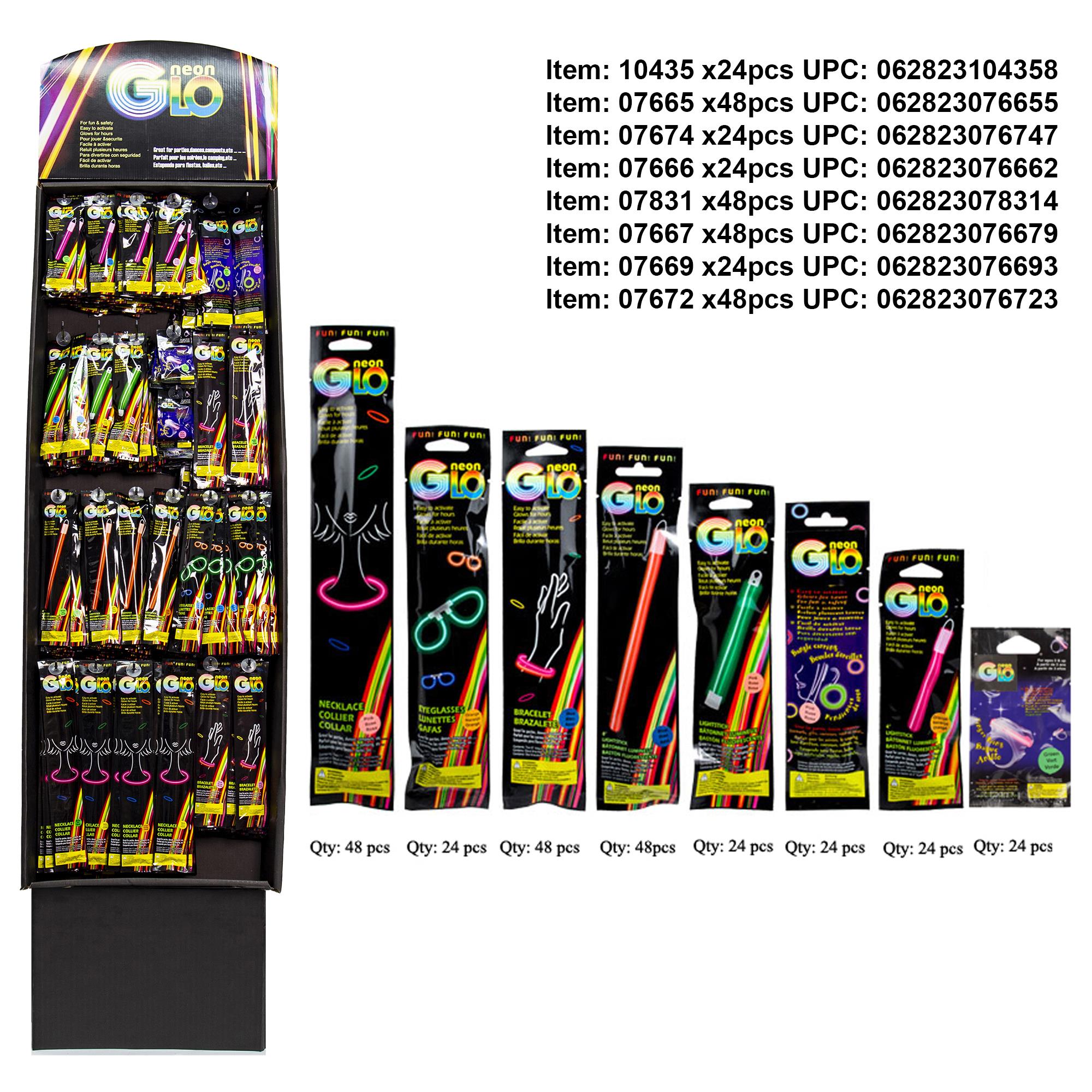 Neon Glo Deal, 288-pc+Display, 8 styles (UPC-N/A)