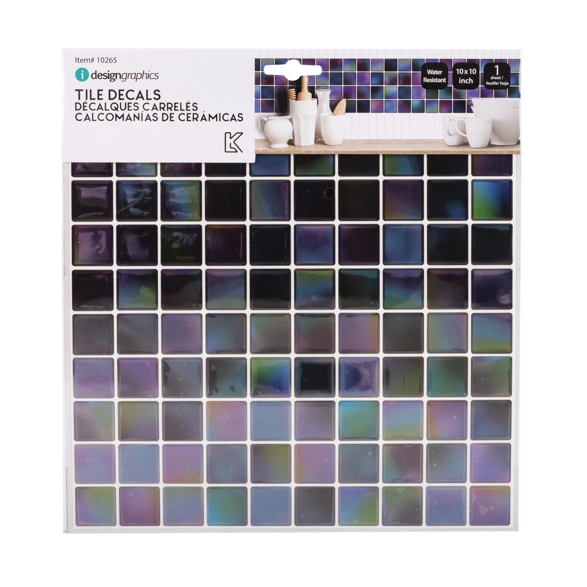 iDesign Wall Decals, Sm. Square Tile, Iridescent, 10" x 10", PBH