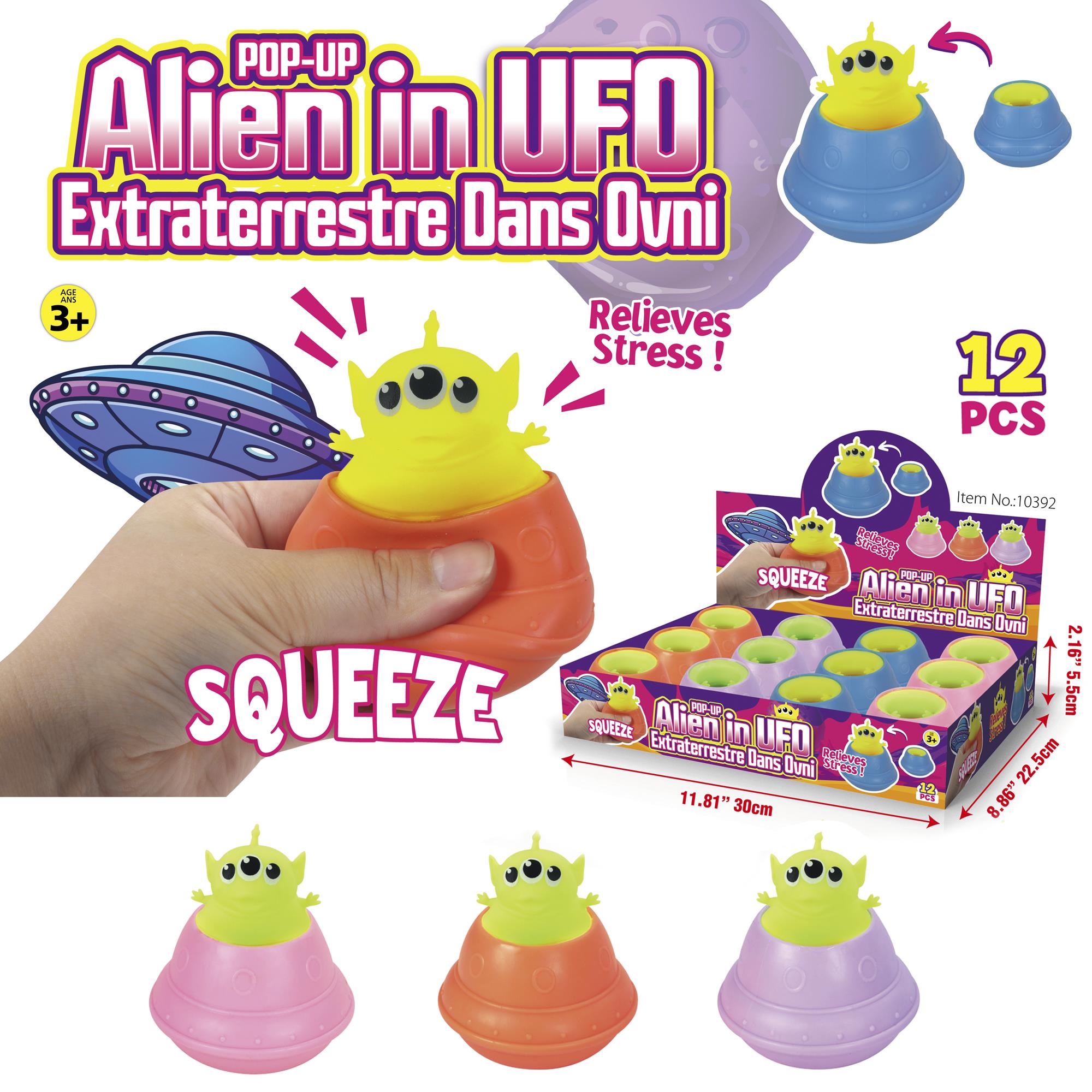 Pop-Up Alien in UFO, 4 Asst. col, 12pcs/dsp