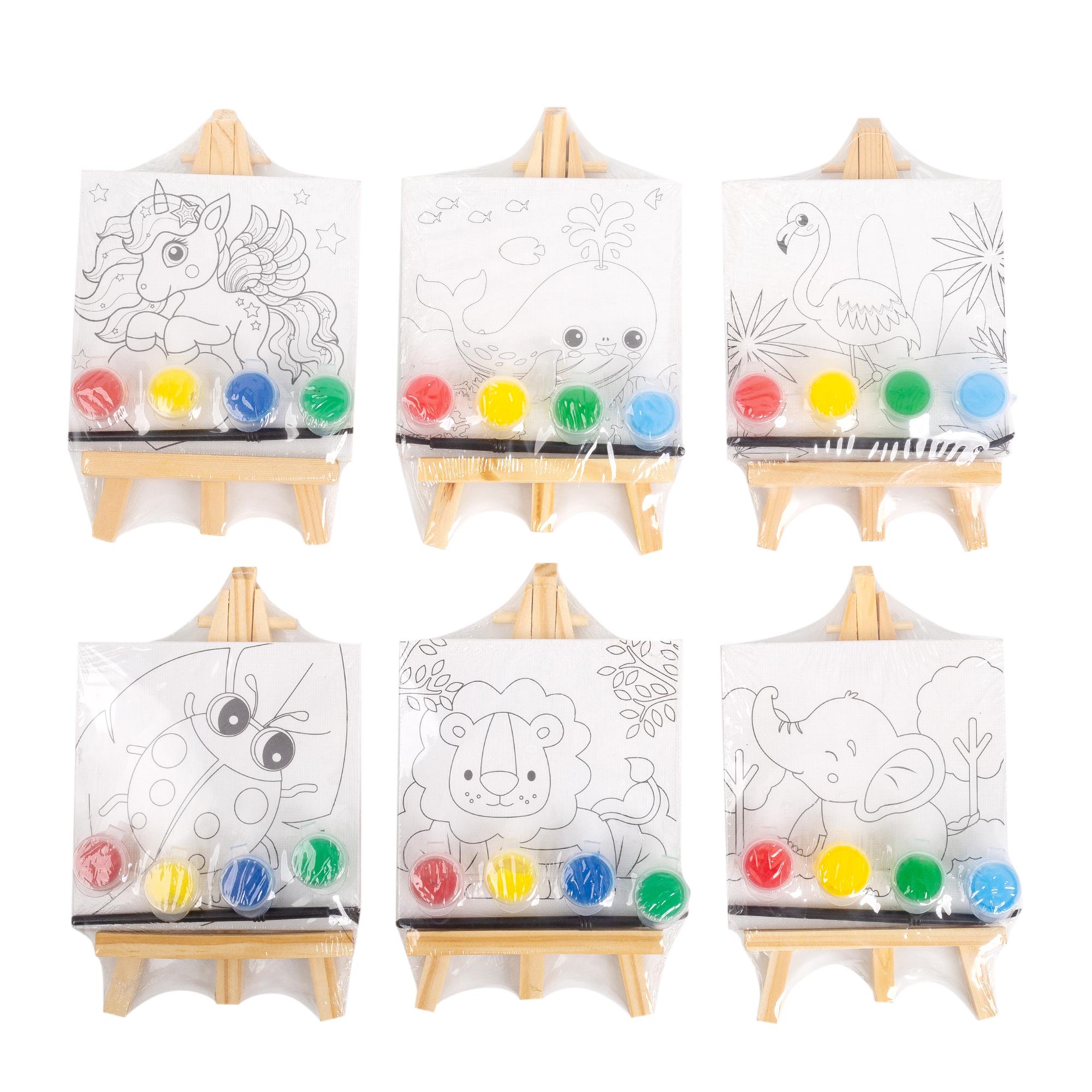 KD.Kr., Paint Your Own Canvas ,w/easel, 6-asst, 4paint+1brush,