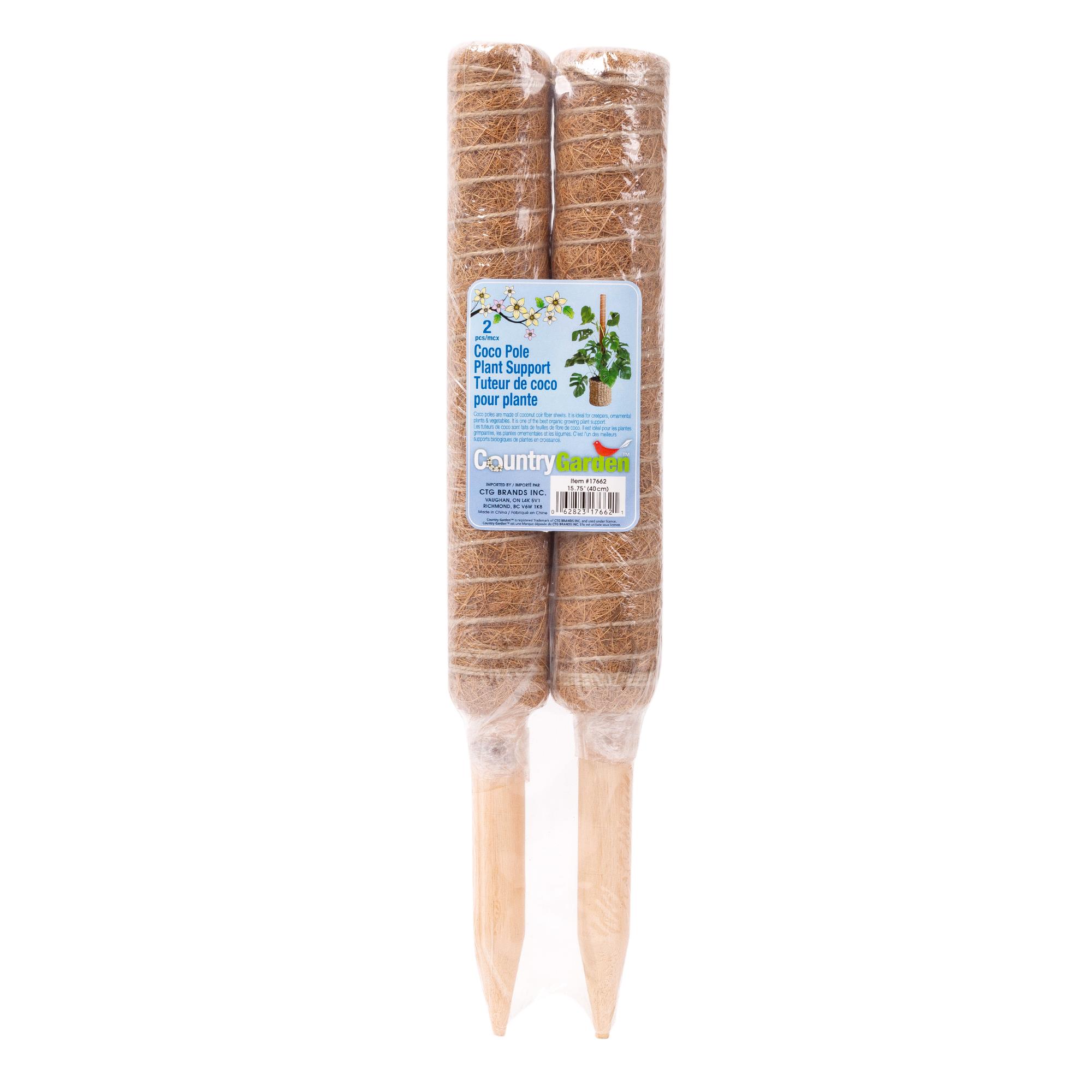 Country Garden 2pk 15.75" Coco Coir Poles Plant Support, shrink w/label
