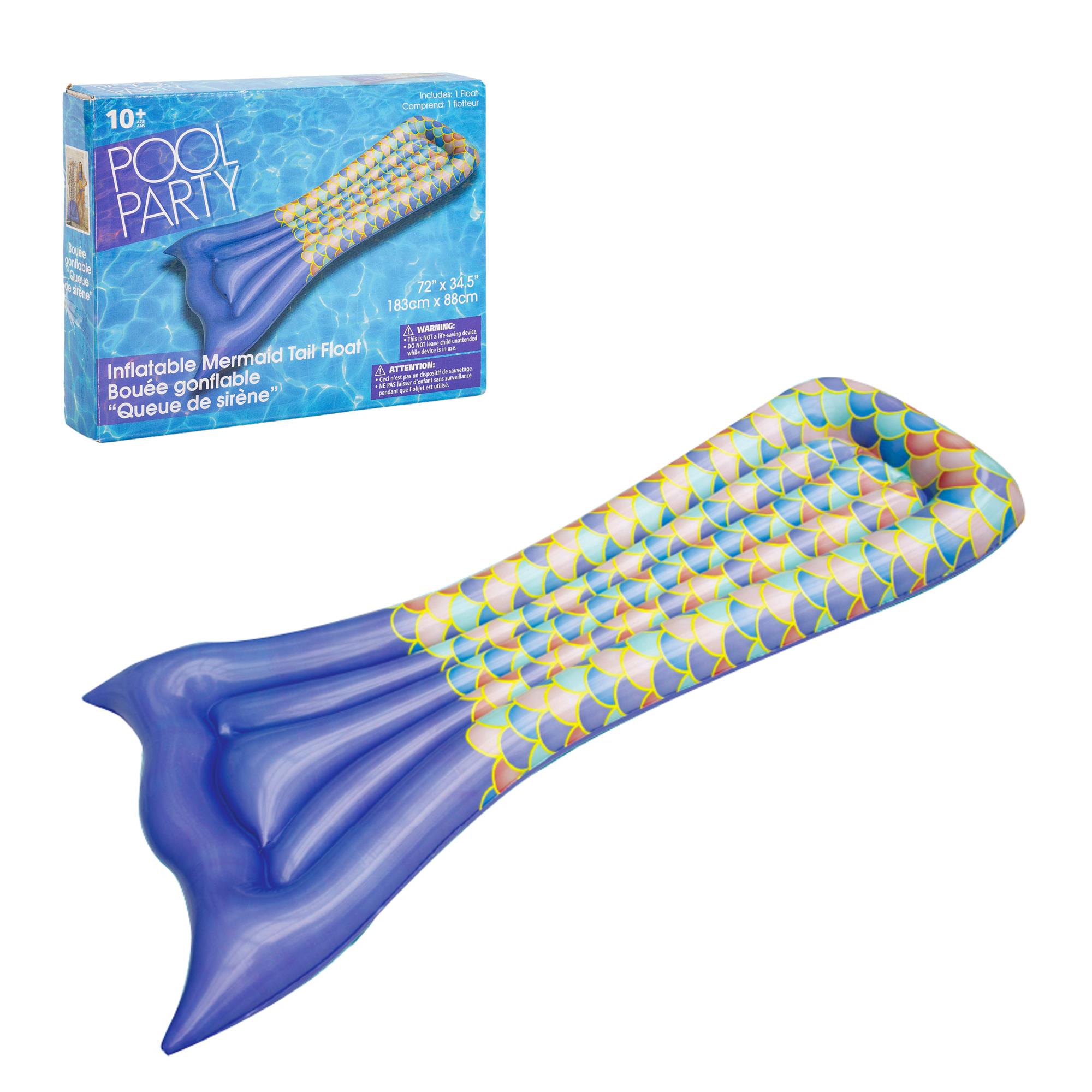 Pool Party Inflatable Mermaid Tail Float, 72"x34.5", colour box