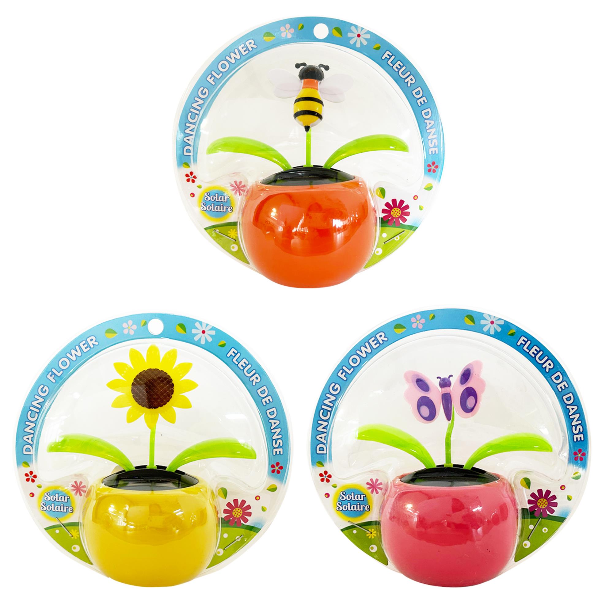Solar Dancing Flower,3asst., shakes under light,clamshell