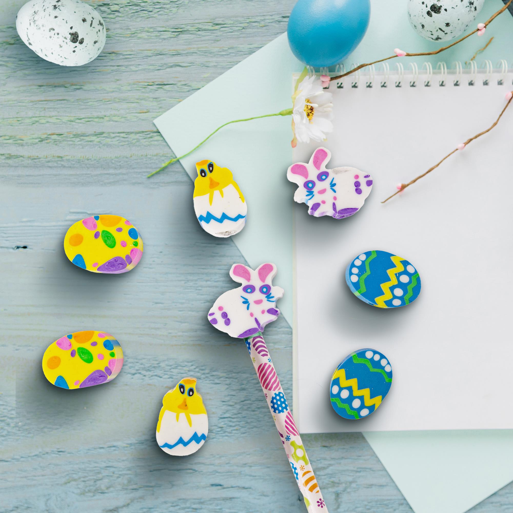 Easter 8pcs Egg Shaped Erasers, pbh