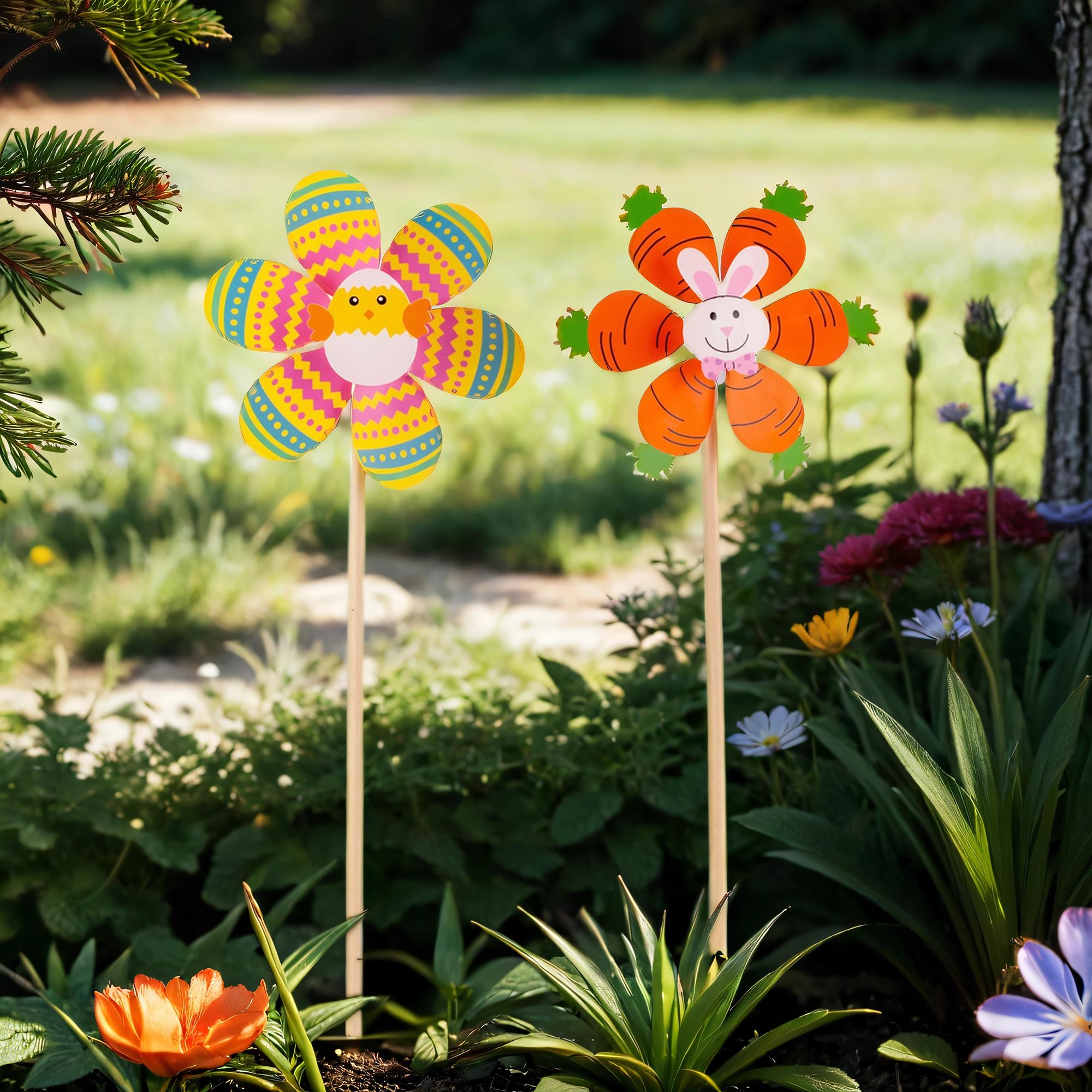Easter 8"x21.65" Flower Pinwheel 2asst.,tag