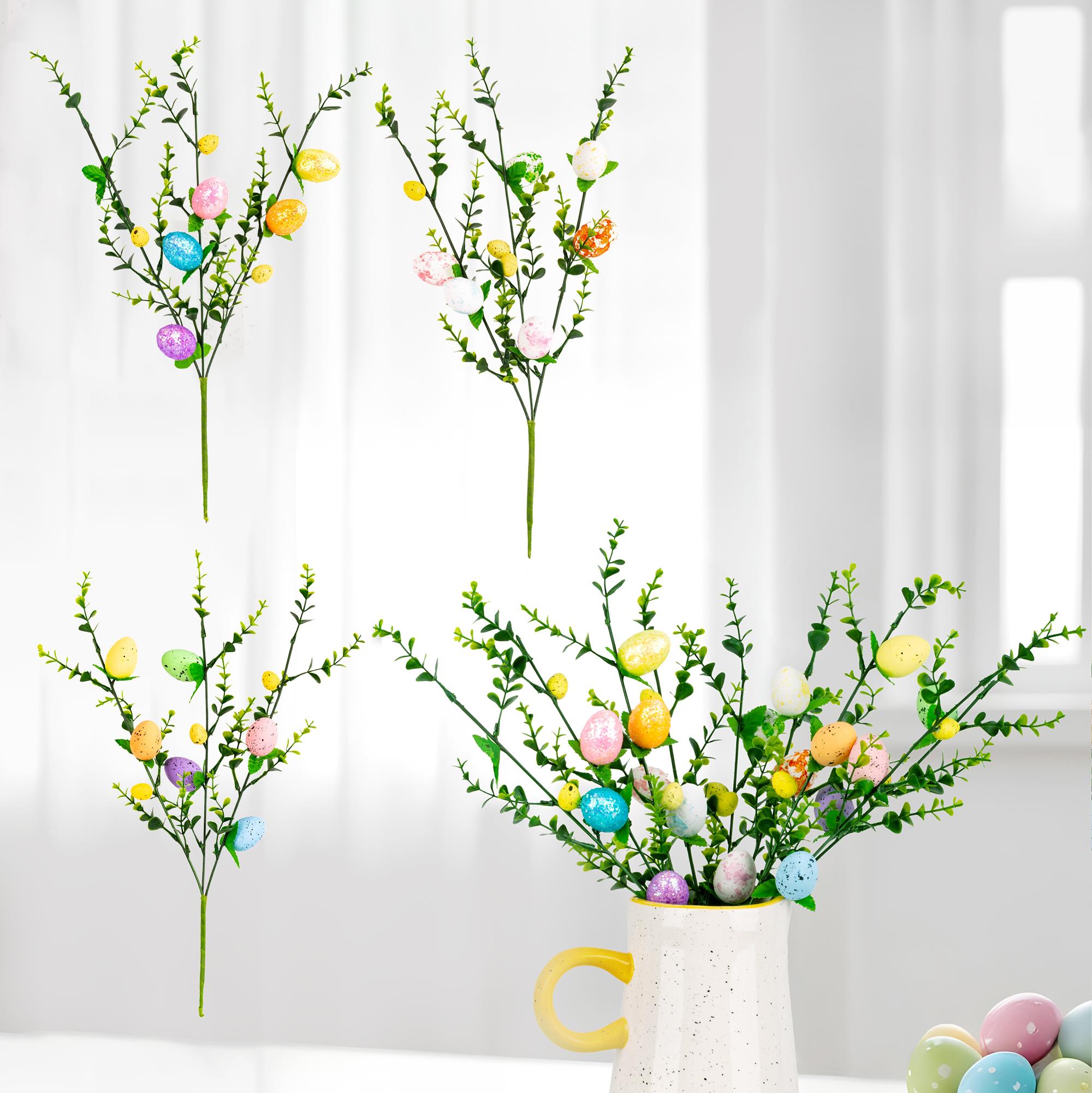 Easter 16.5"H Artificial Flowers Spray w/Eggs, 3asst.,cht