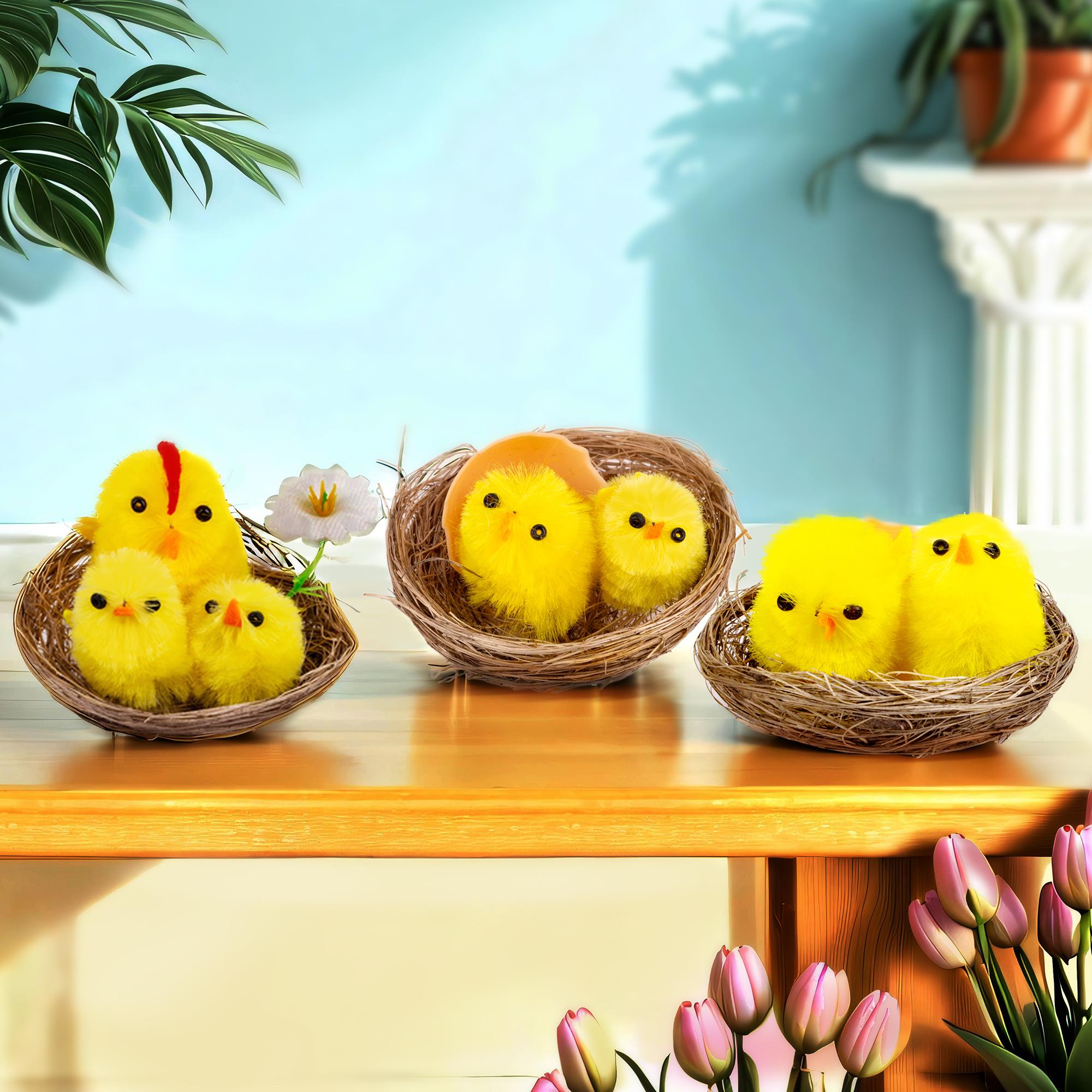 Easter Chenille Chicks in Nest 2asst.,pvc box