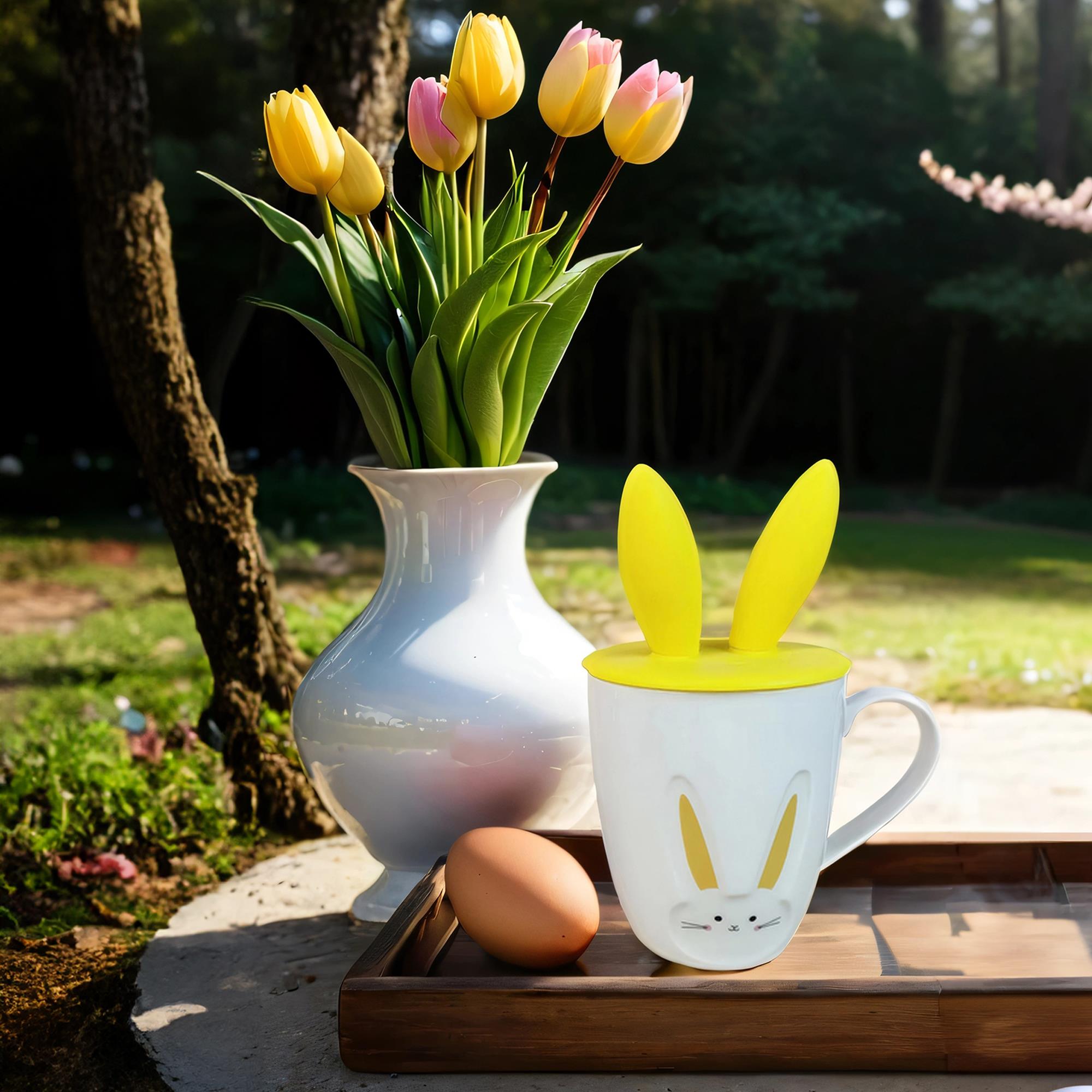 Easter 12oz Easter Bone China Mug w/Silicon Bunny Ear Lid