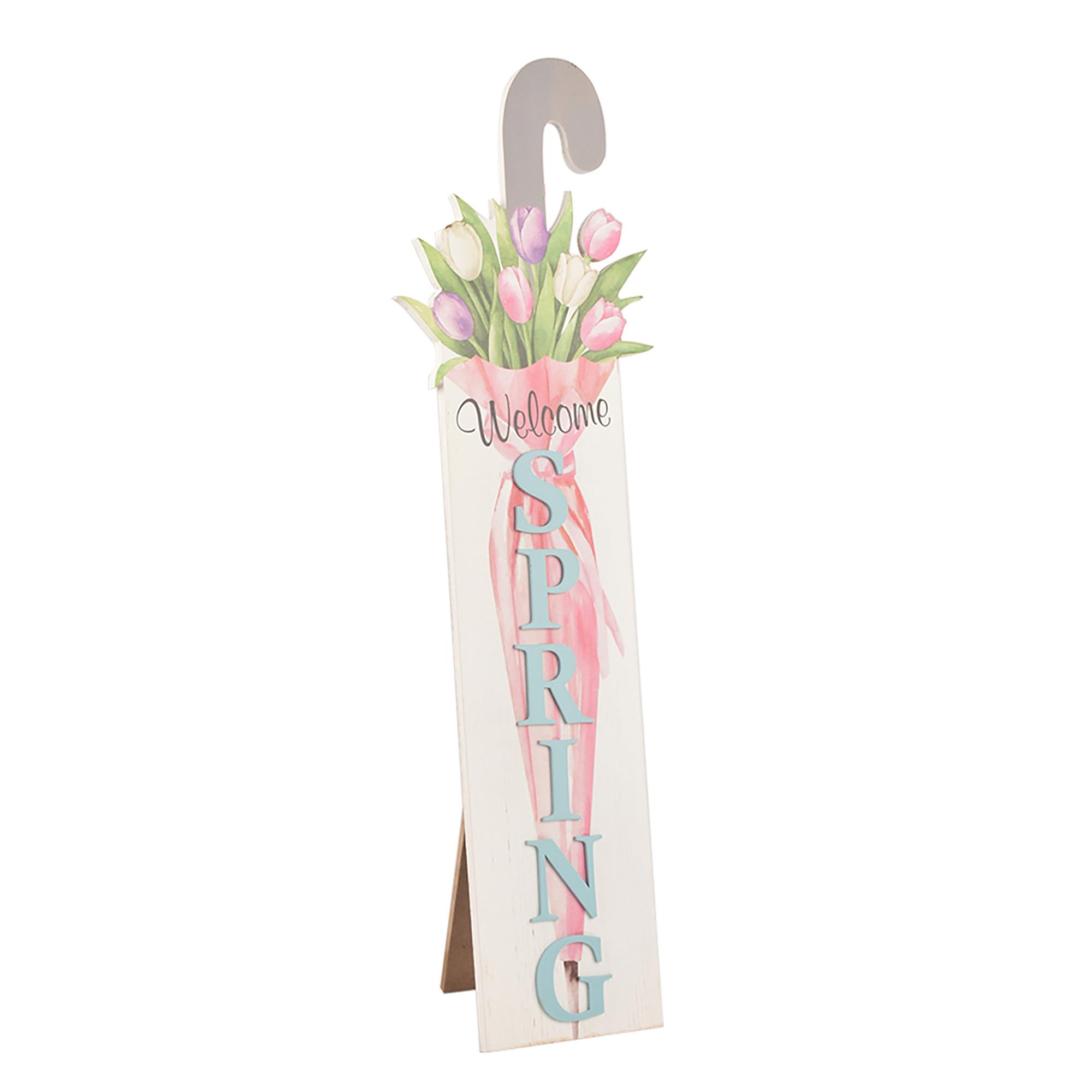 Easter 23.6" MDF Porch Sign w/Easel Stand "Spring",upc