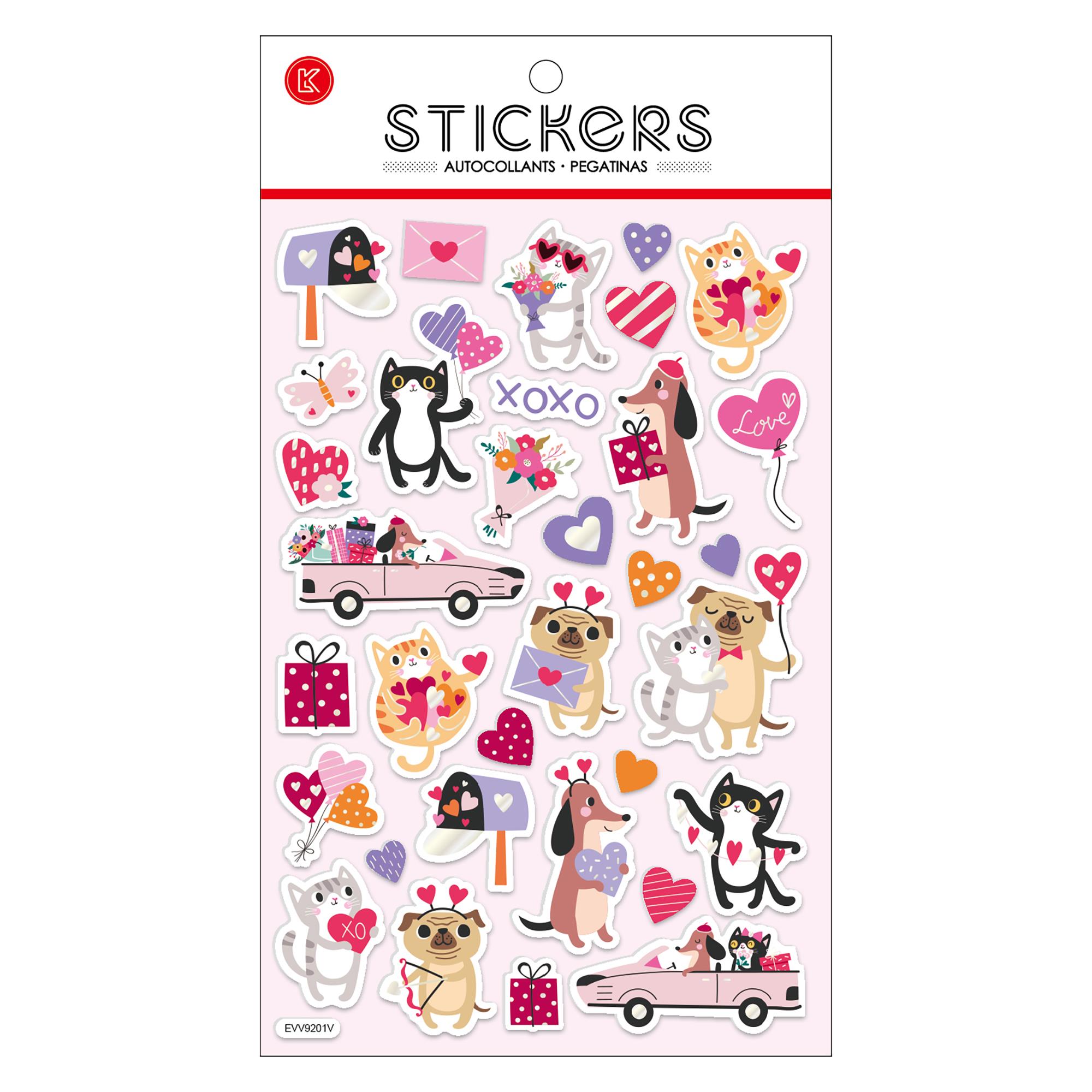 V'tines EVA Foil Stickers, polybag w/insert card