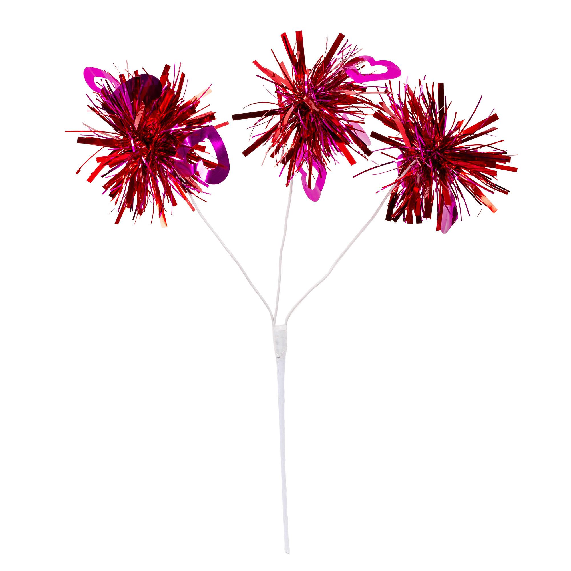 V'tine Tinsel Flower Pick, 18"x5.9", cht