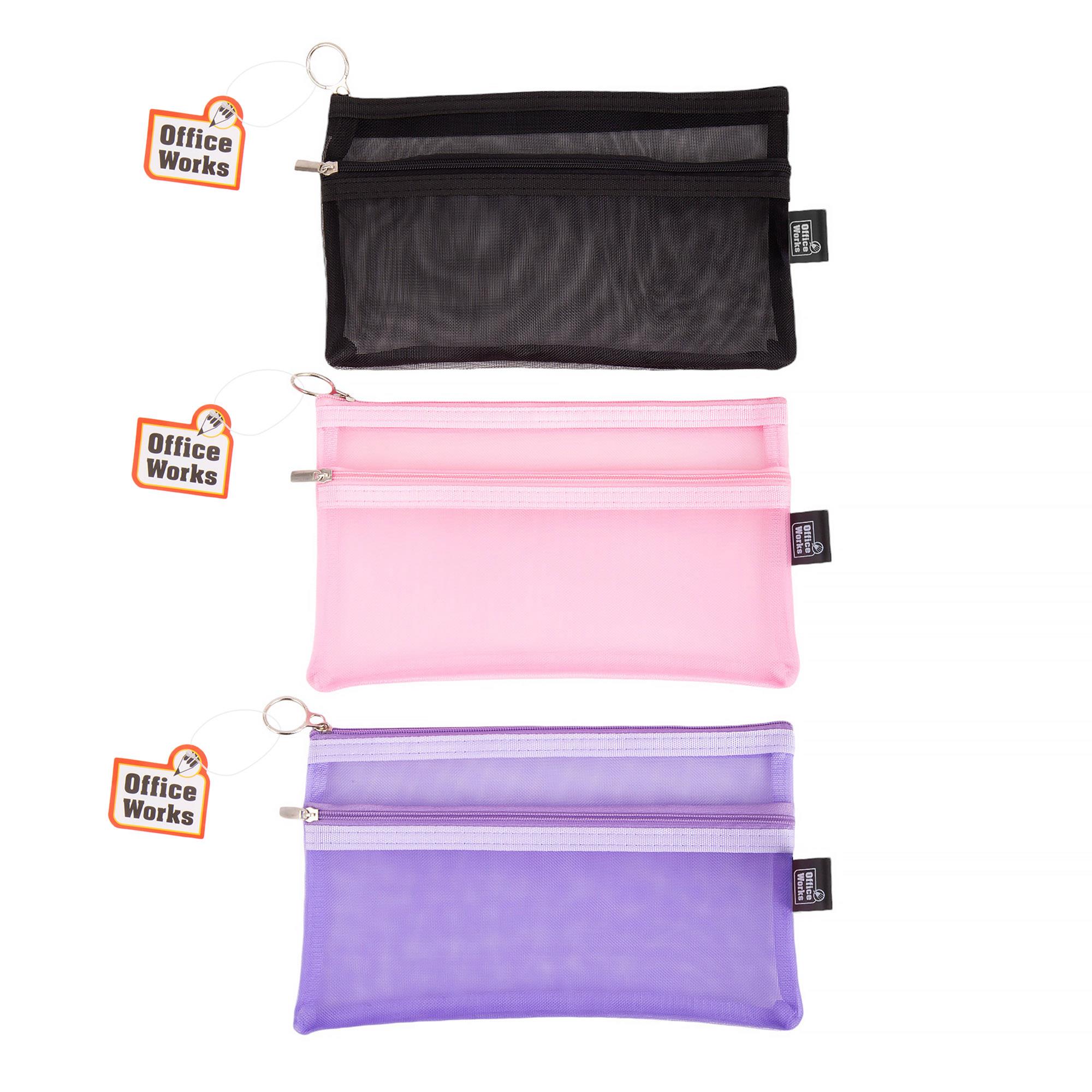 O.WKs. zipper mesh Pencil case 8.5"x5.5", 3 colors