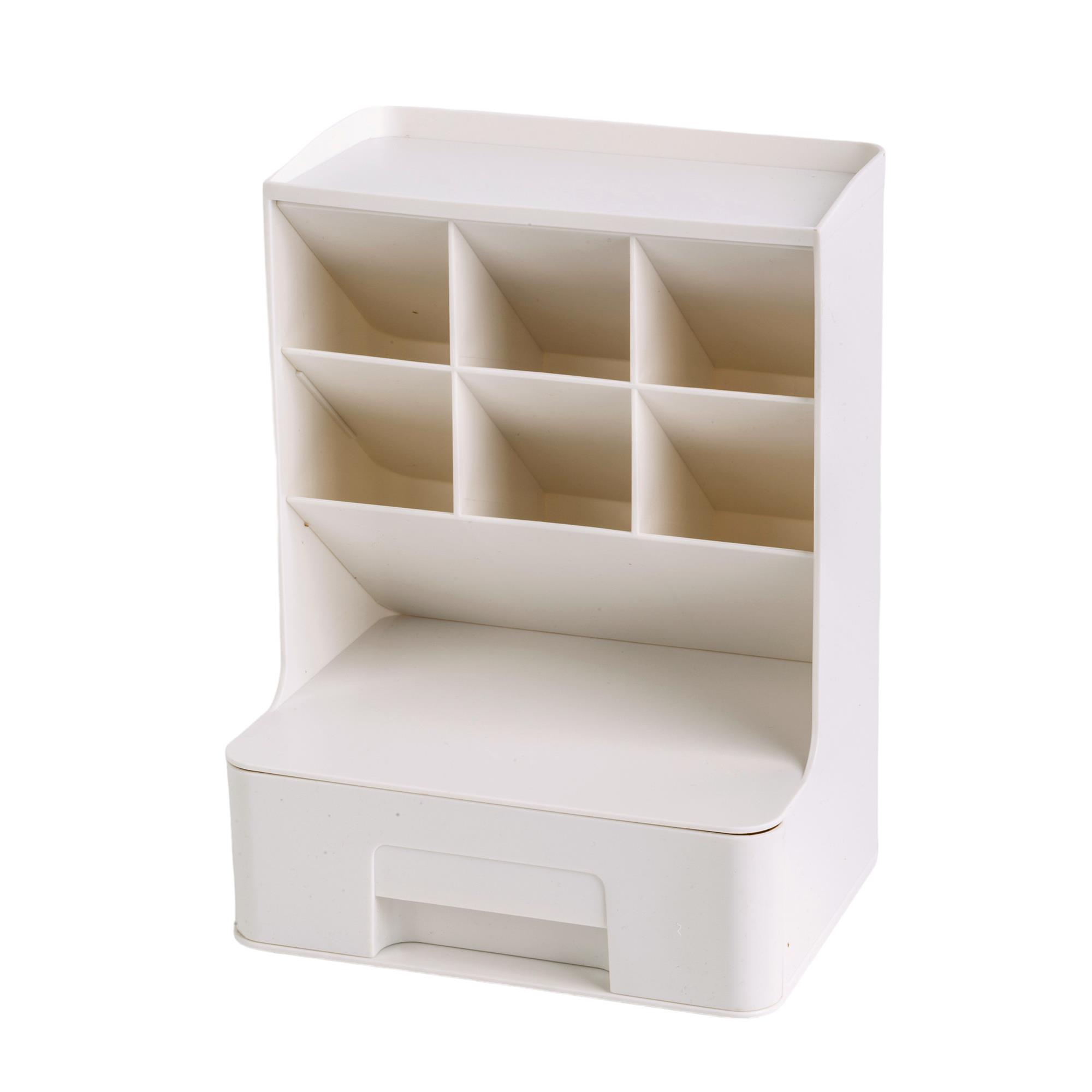 O.Wks Desktop Stationery Organizer w/ drawer, white