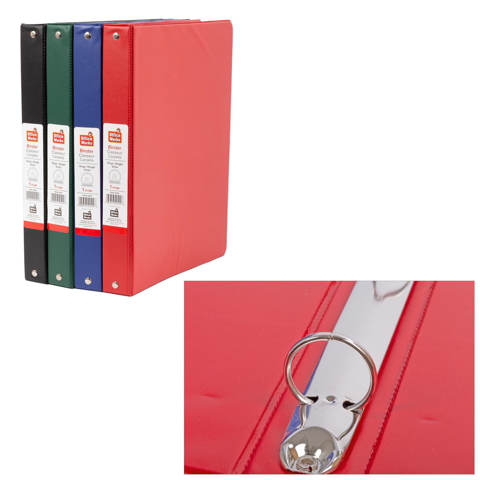 O-Ring 1" Vinyl Binder, Black/Blue Burgundy/Green (PX97580)