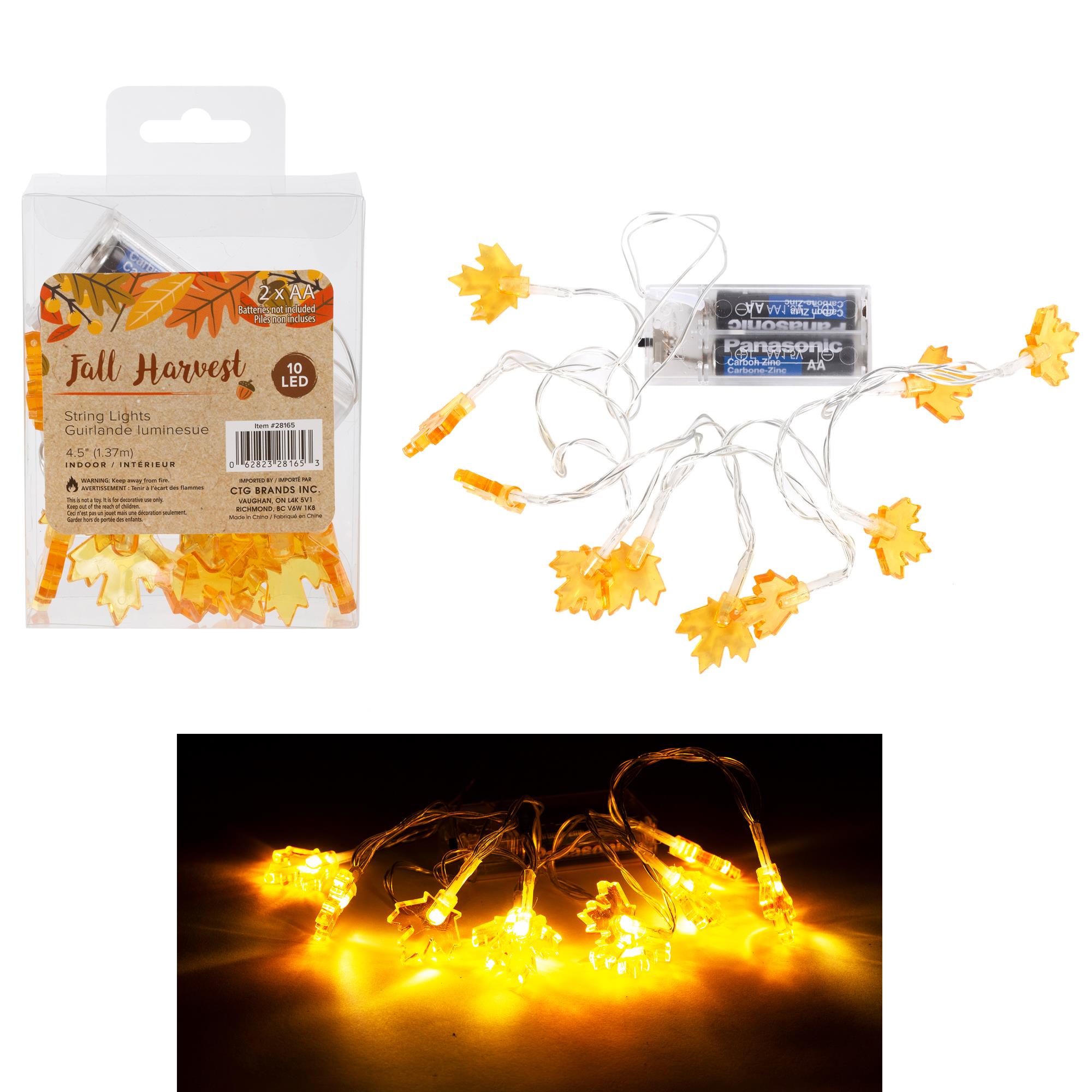 Harvest 10 LED Maple Leaf Lights, 55", pvc box w/label
