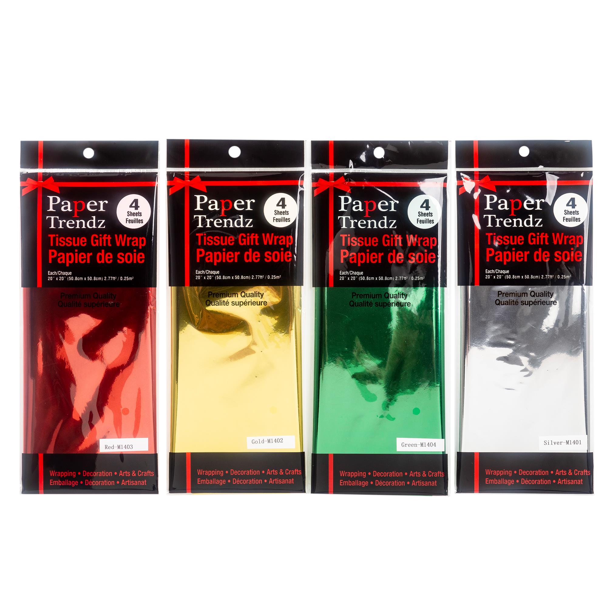 Paper T. Xmas 4-Sheet Foil Tissue, 20"x20", 4/c, polybag