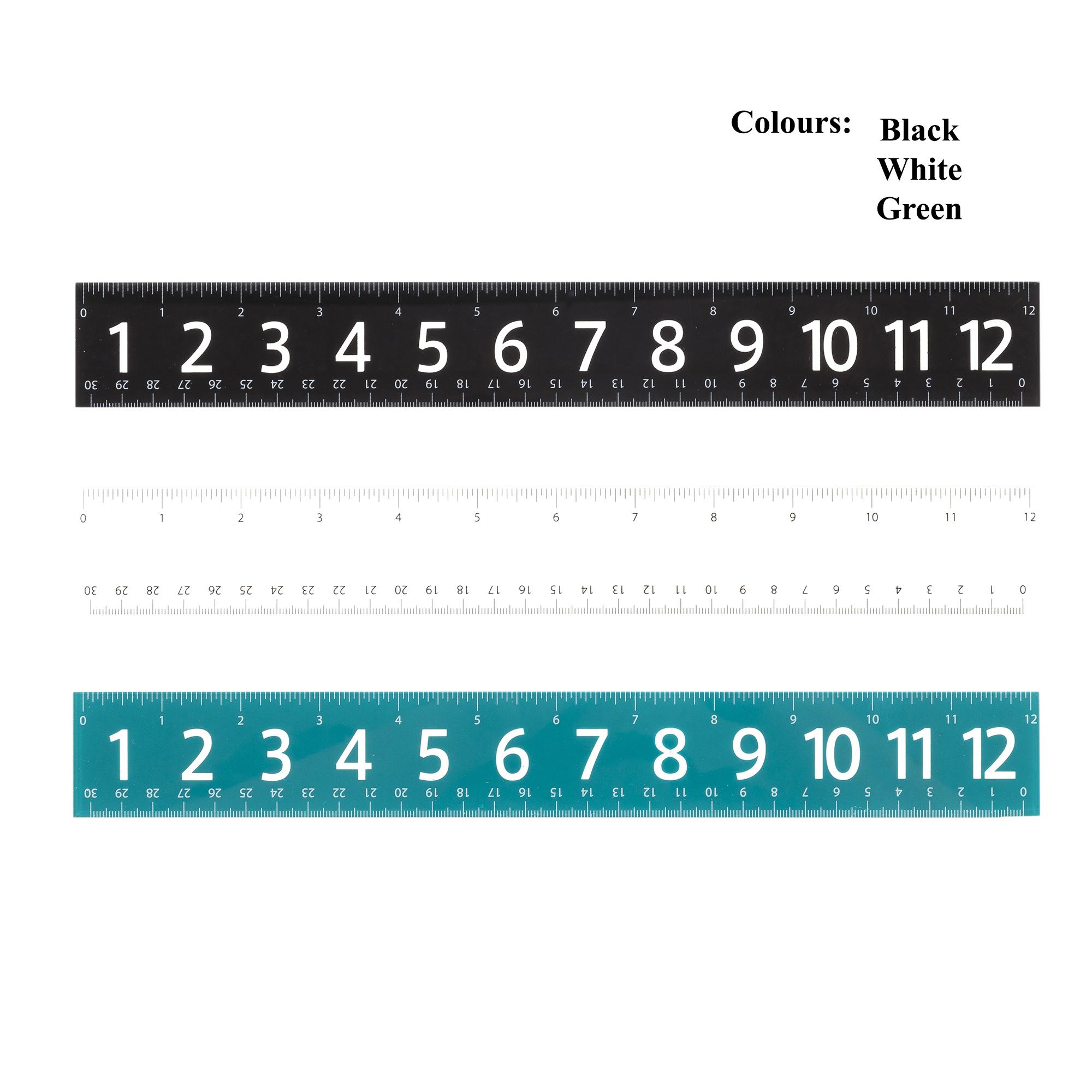 O.WKs. XL Number Slim Ruler 30 cm, 3 Colours, Hdr+Opp