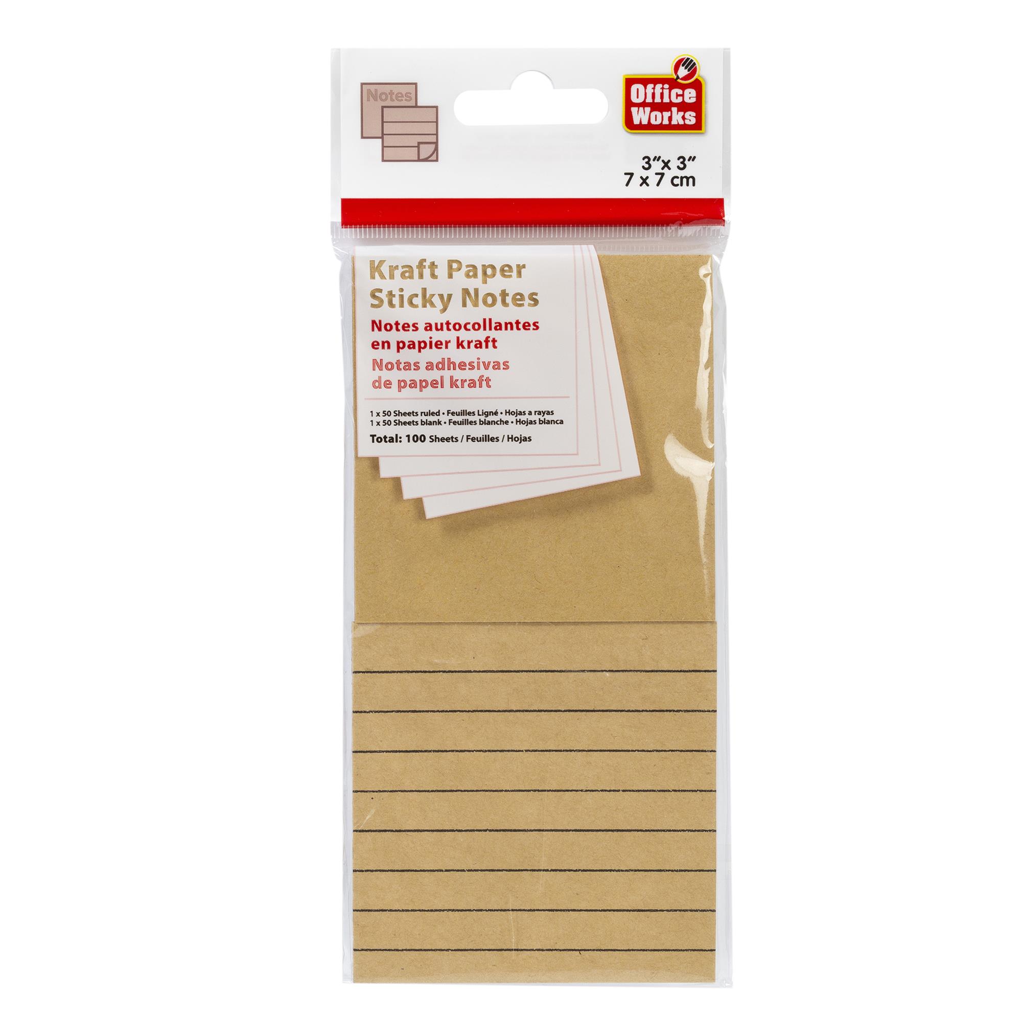 O.WKs. 50-sheet Sticky Notes, 2-pack 76x76mm,kraft Col., pbh
