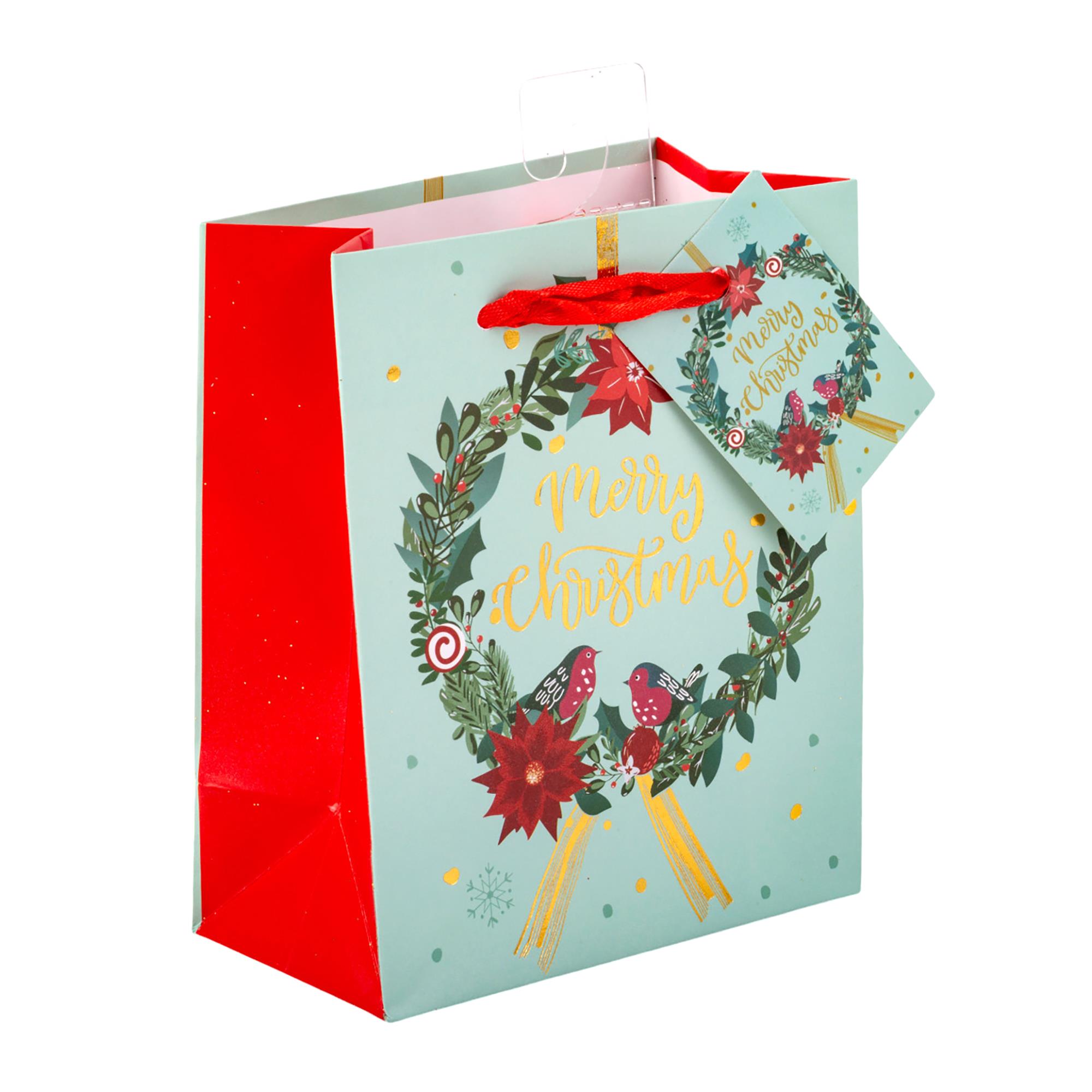 Paper T. Xmas Gift Bag, Small, Matte+HS, j-hook + tag, 210gsm