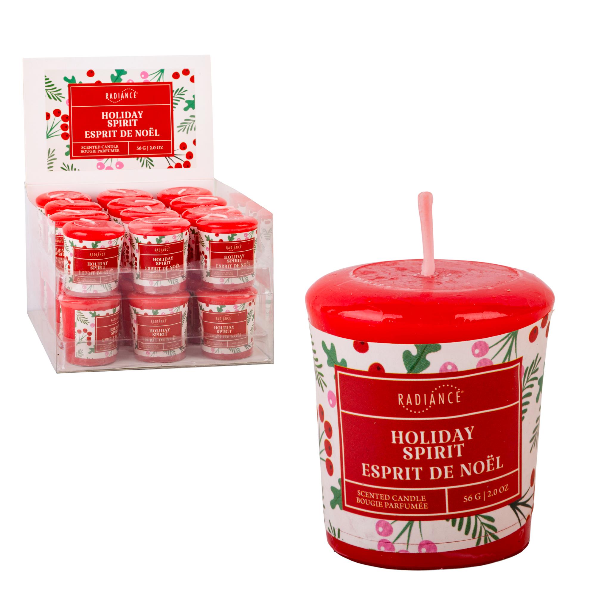 Radiance Scented Votive Candle, Holiday Spirit, 24/dsp