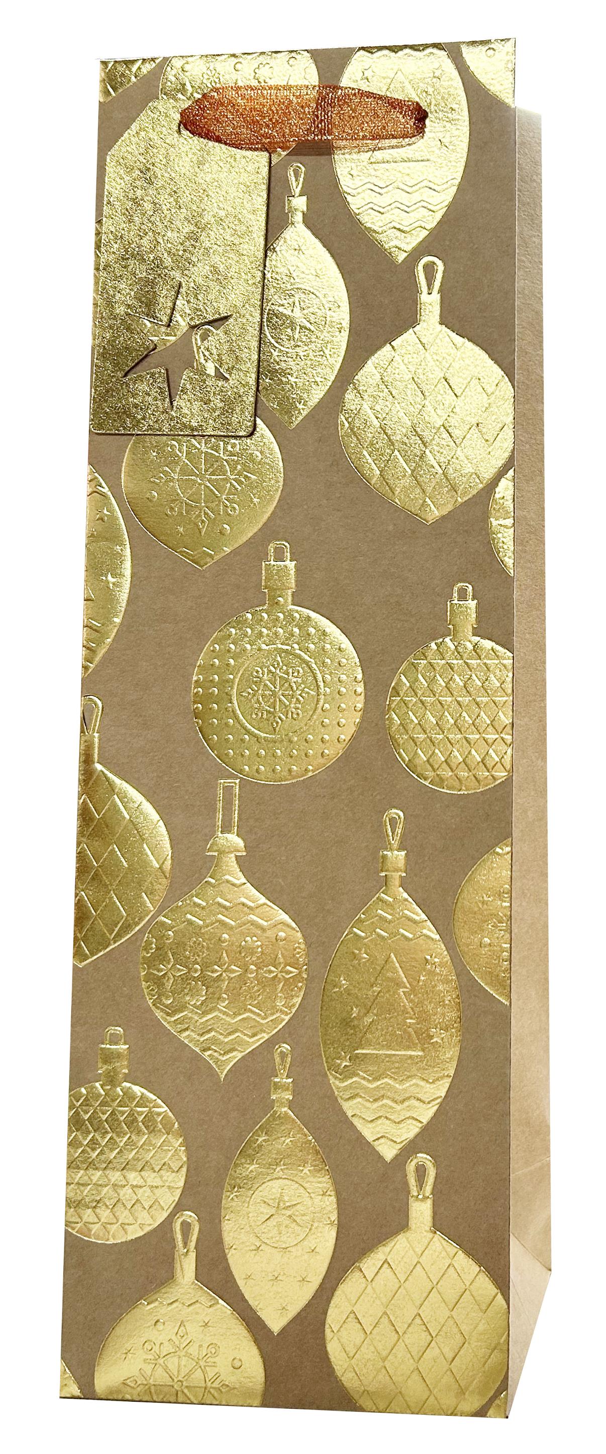 Paper T. Xmas DLX Bottle Bag, Kraft+HS, j-hook+tag