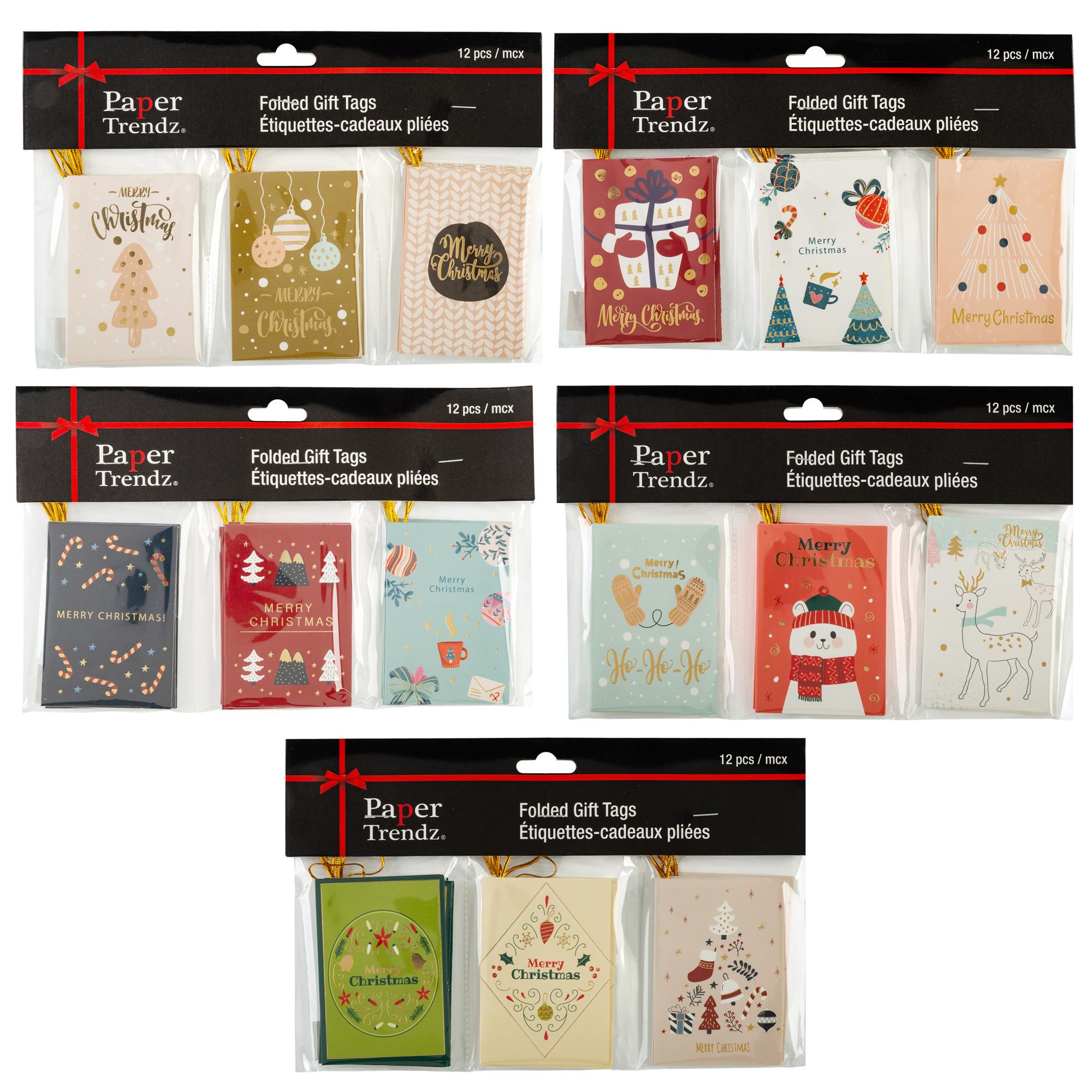 Paper T. 12pc Folded Gift Tags, 5/S, polybag+header