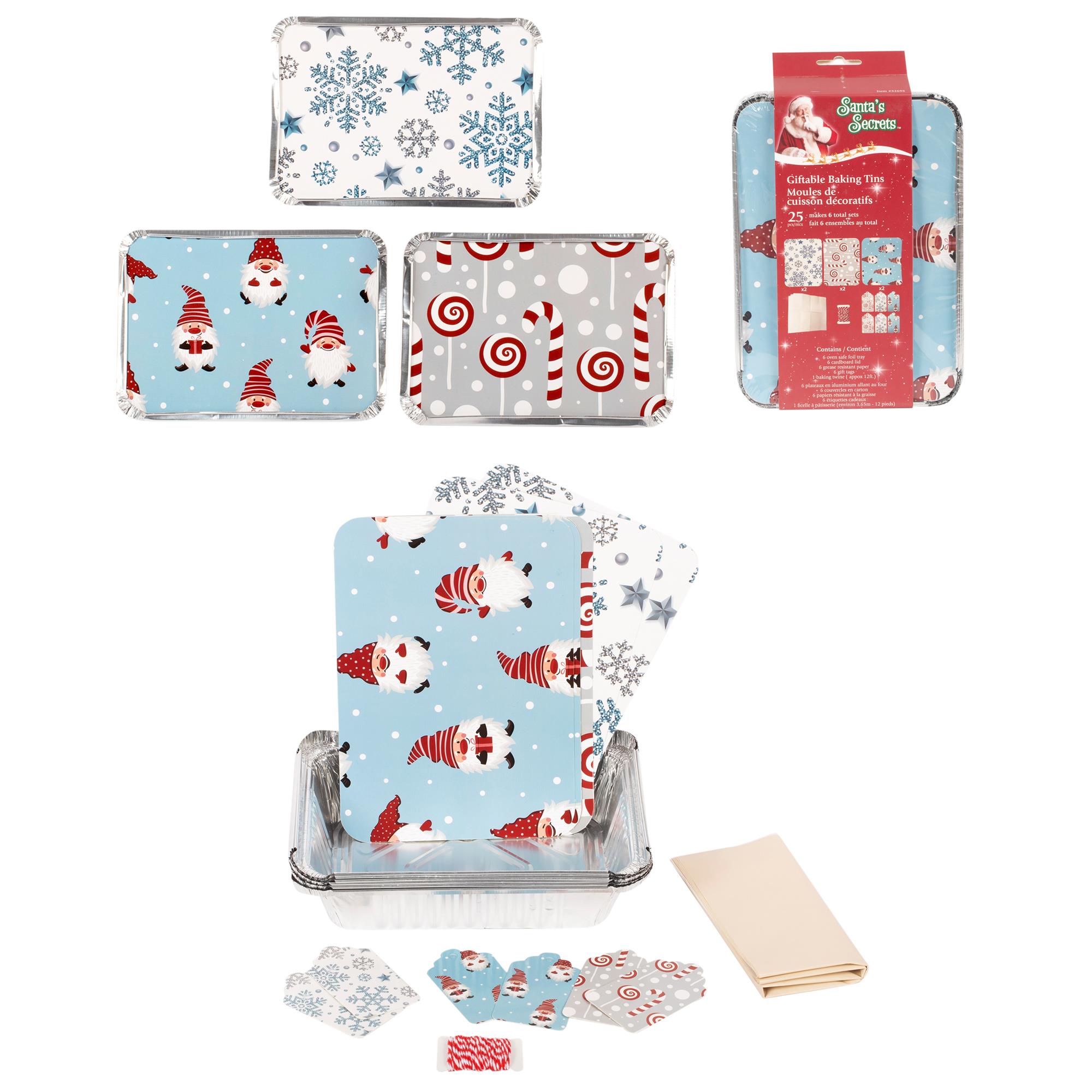 S.Secrets Xmas Set/6 Giftable Baking Foil Tray Set w/Lids,sleeve