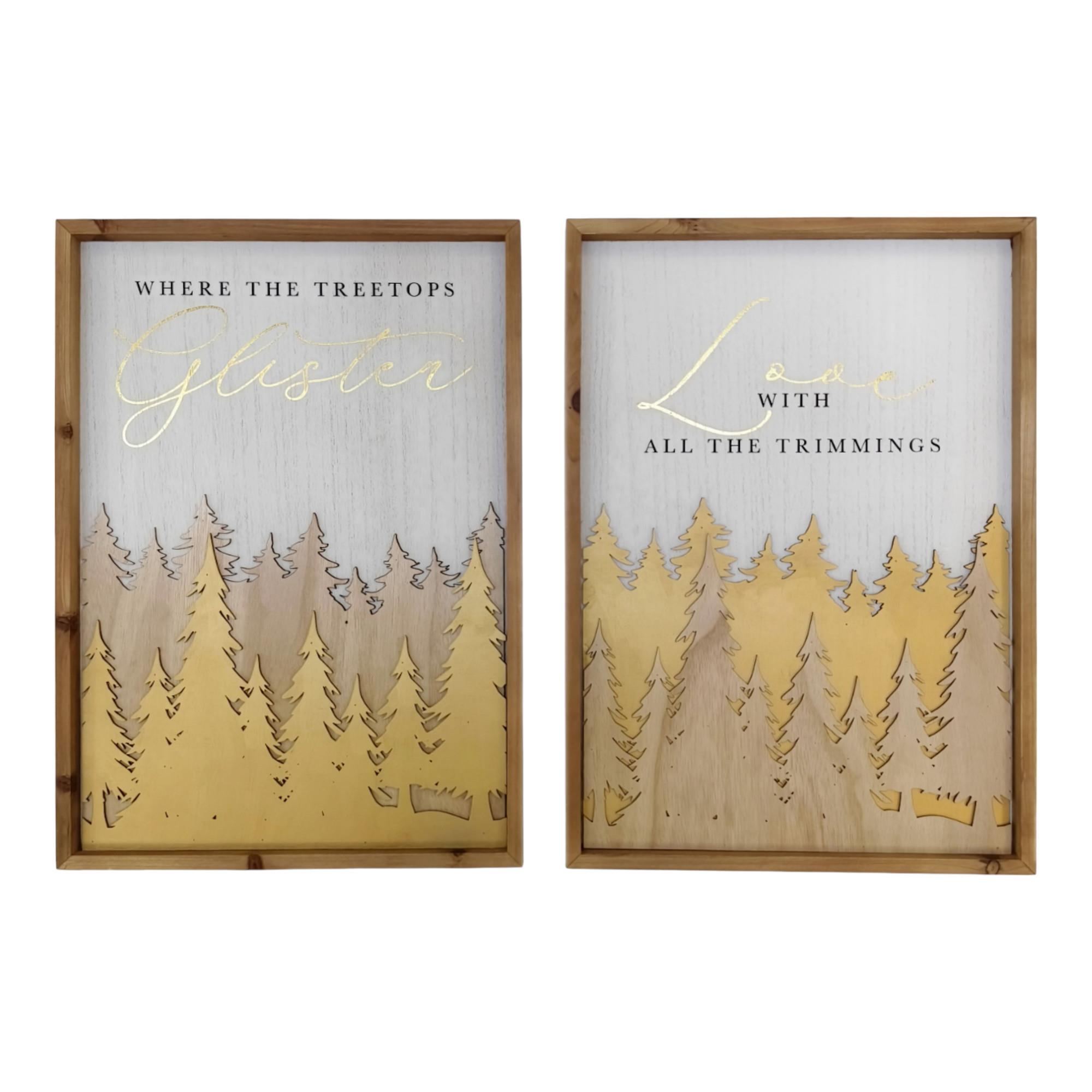 Deco N. Framed Layered MDF Christmas Wall Sign 2 Asst. 13.9"x0.8"x19.6"