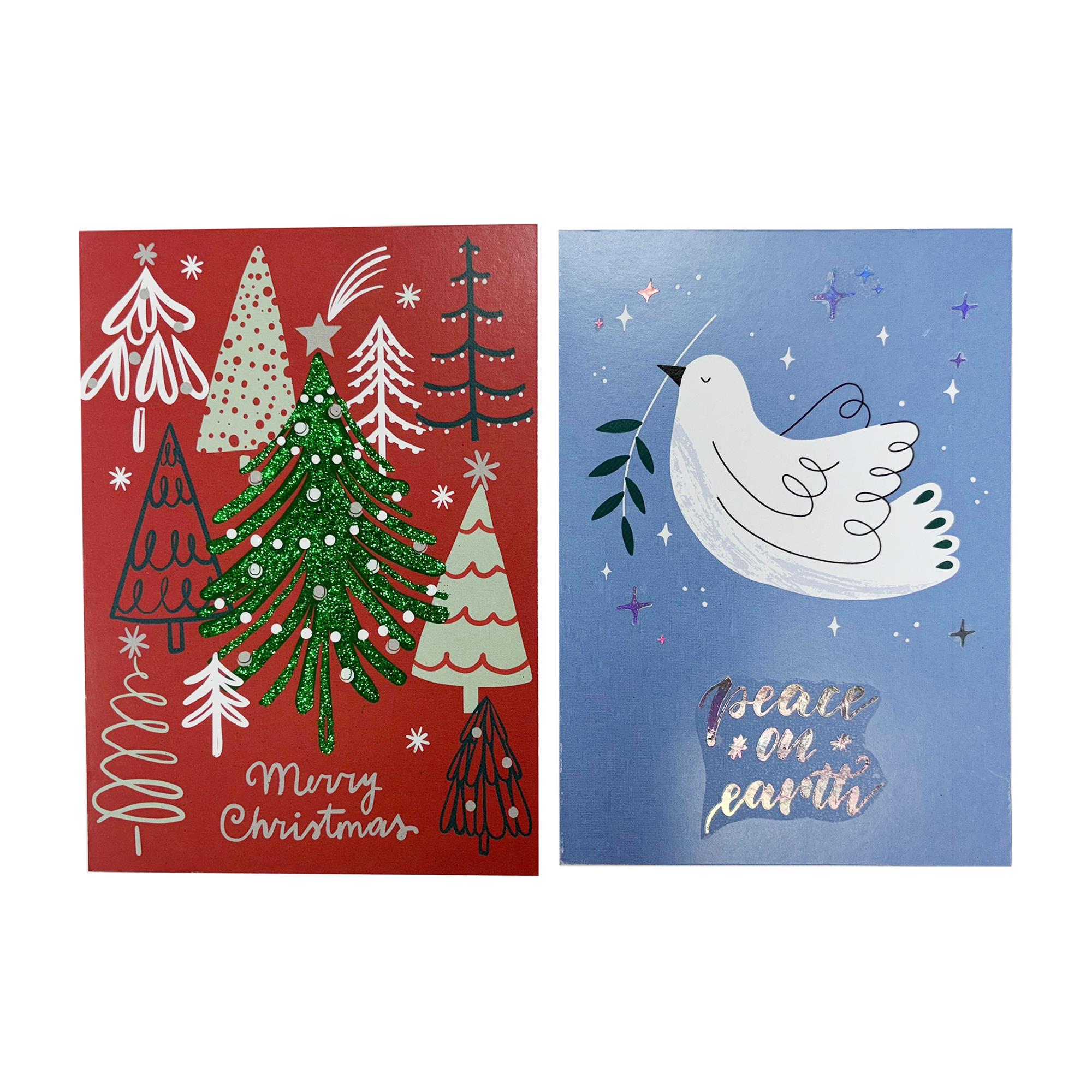 Paper T. Xmas 16ct. Value Greeting Cards, Boxed, Foil/Glitter, 2/S, 24/PDQ