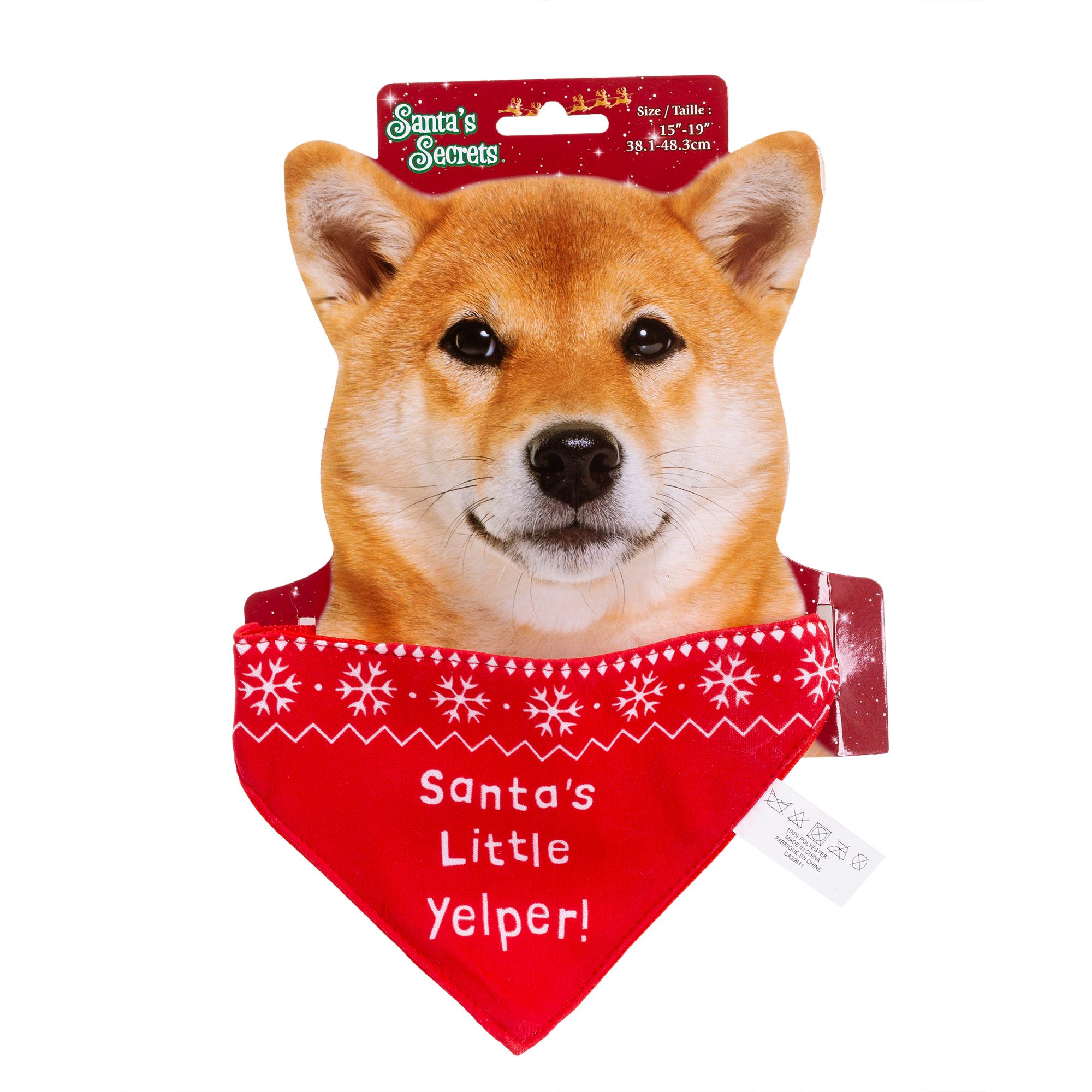 S.Secrets 8.4"x6" Pet Bandana, "Santa's Little Yelper",header card