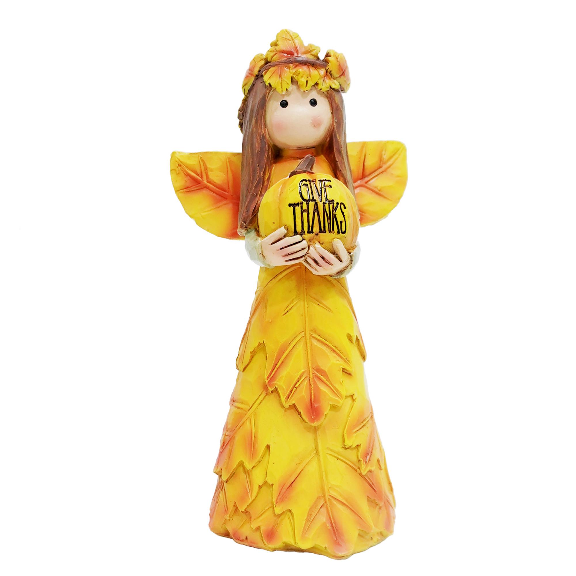 Harvest Polyresin Angel, 3.46"x3.35"x6.1",brown box