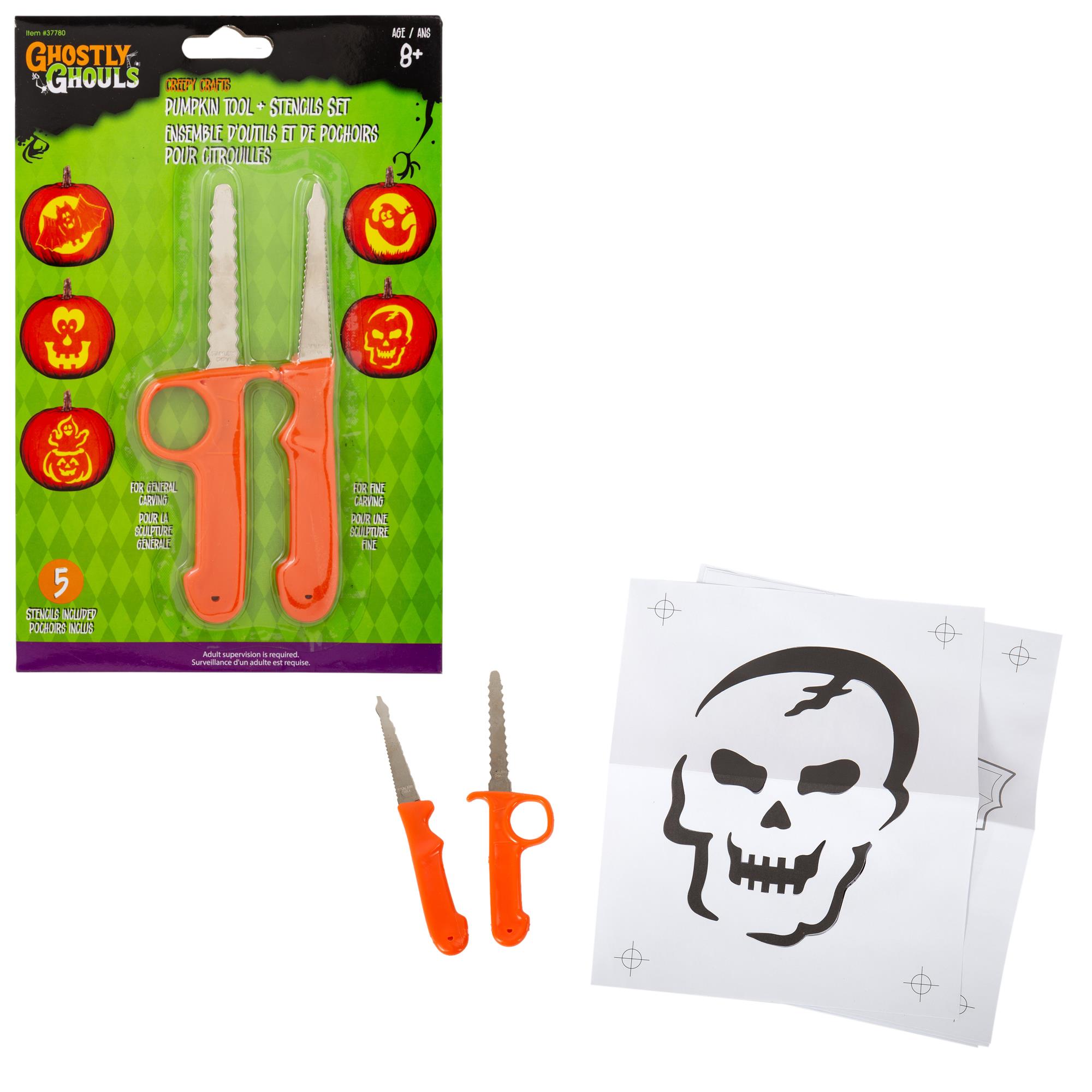 G.Ghouls 2pcs Pumpkin Tool & Stencils Set, b/c, 24/PDQ