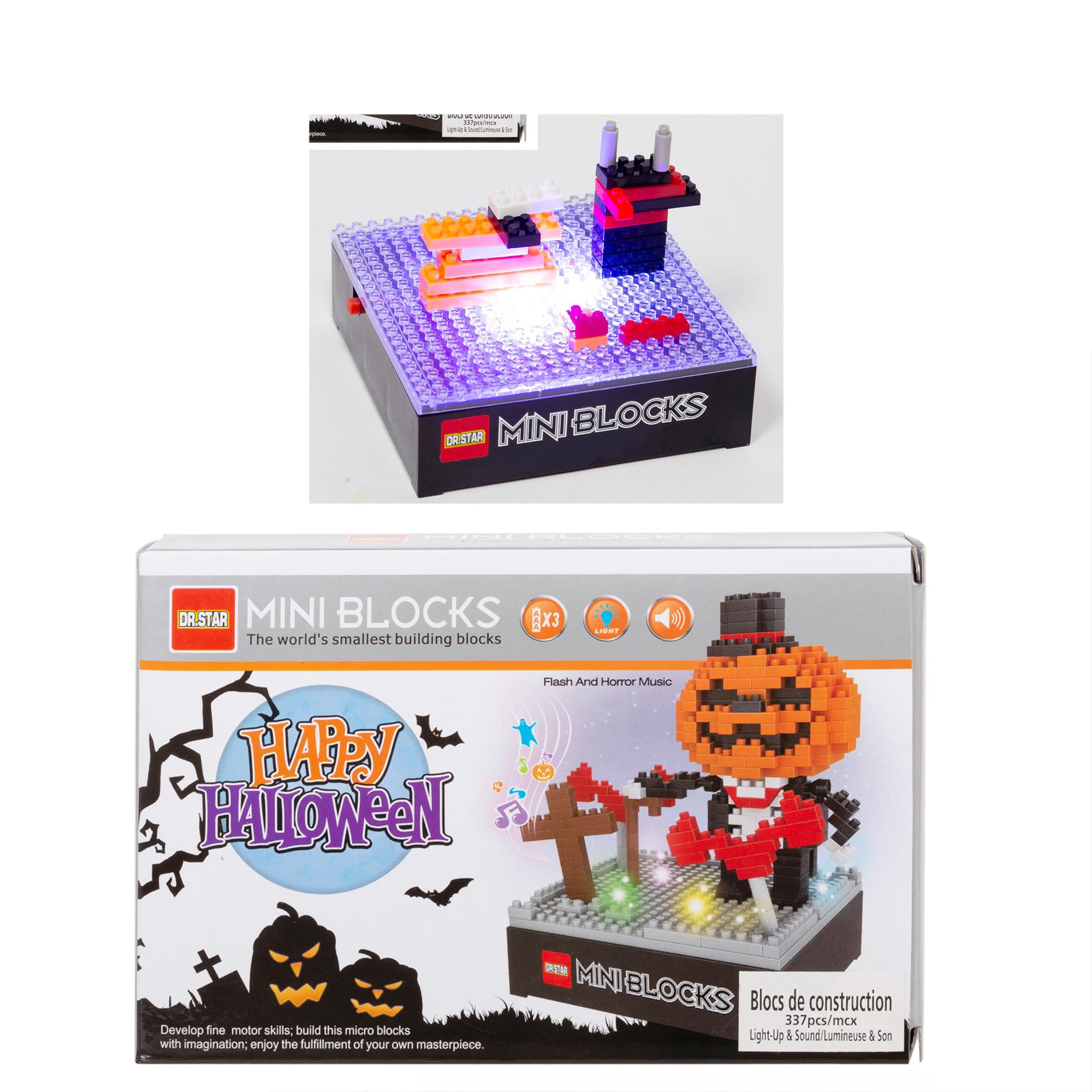 Hoot Hween 337pcs Pumpkin Man Mini Building Blocks w/Light & Music