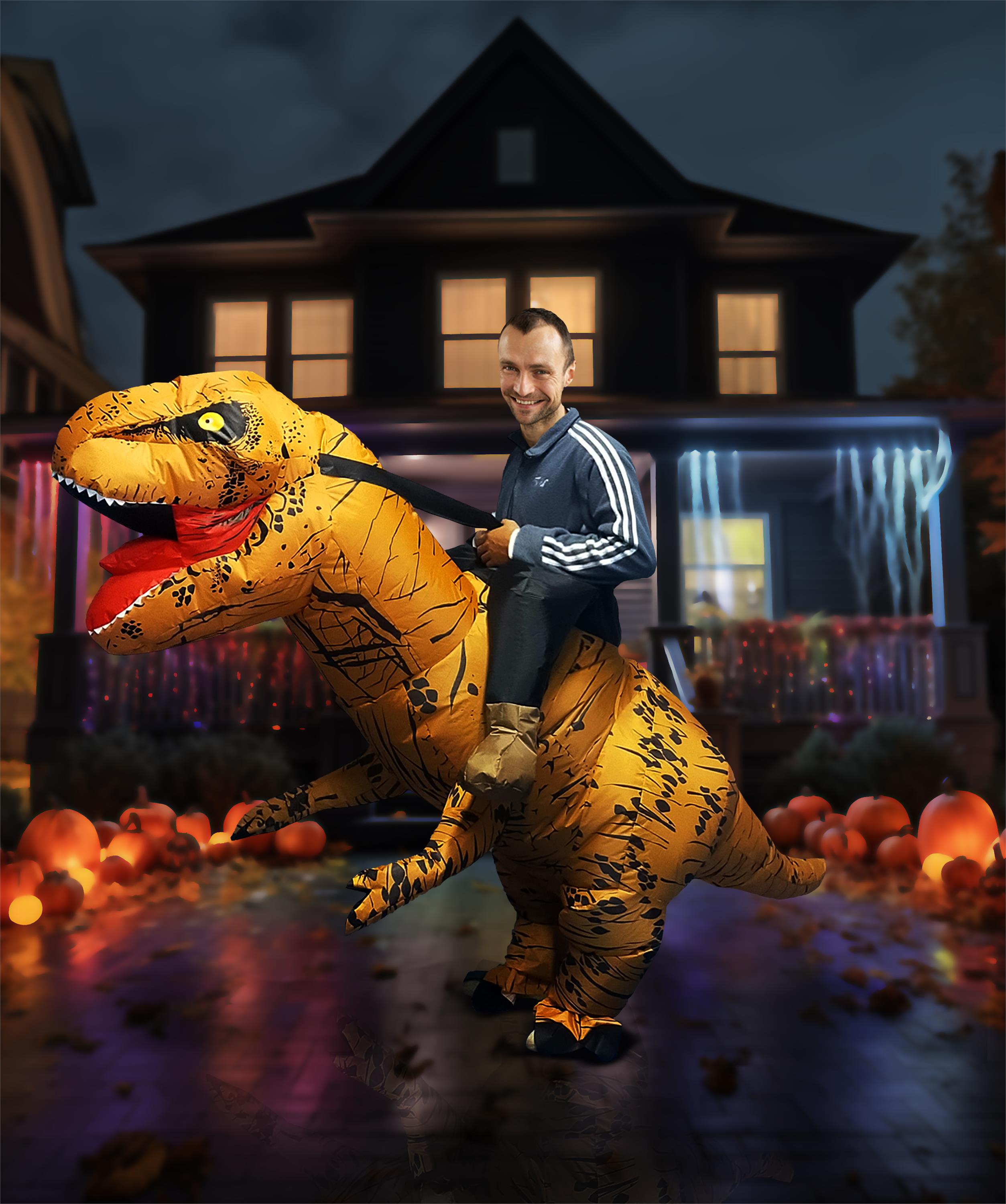 G.Ghouls Airblown Inflatable Riding T-rex, Box