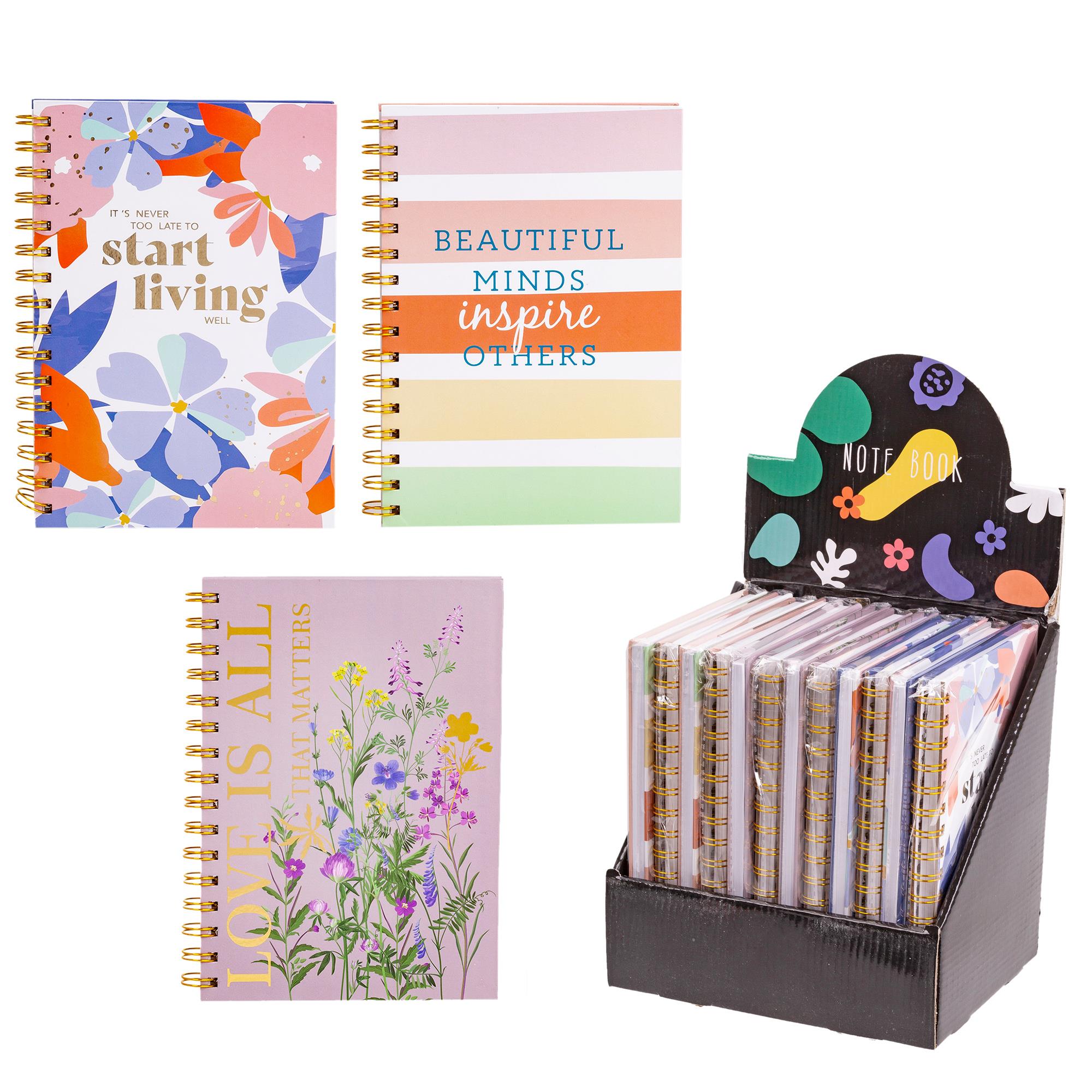 6"x8" Blossom Spiral, ruled Notebook 3 Styles, 80s, 70g, 12/dsp