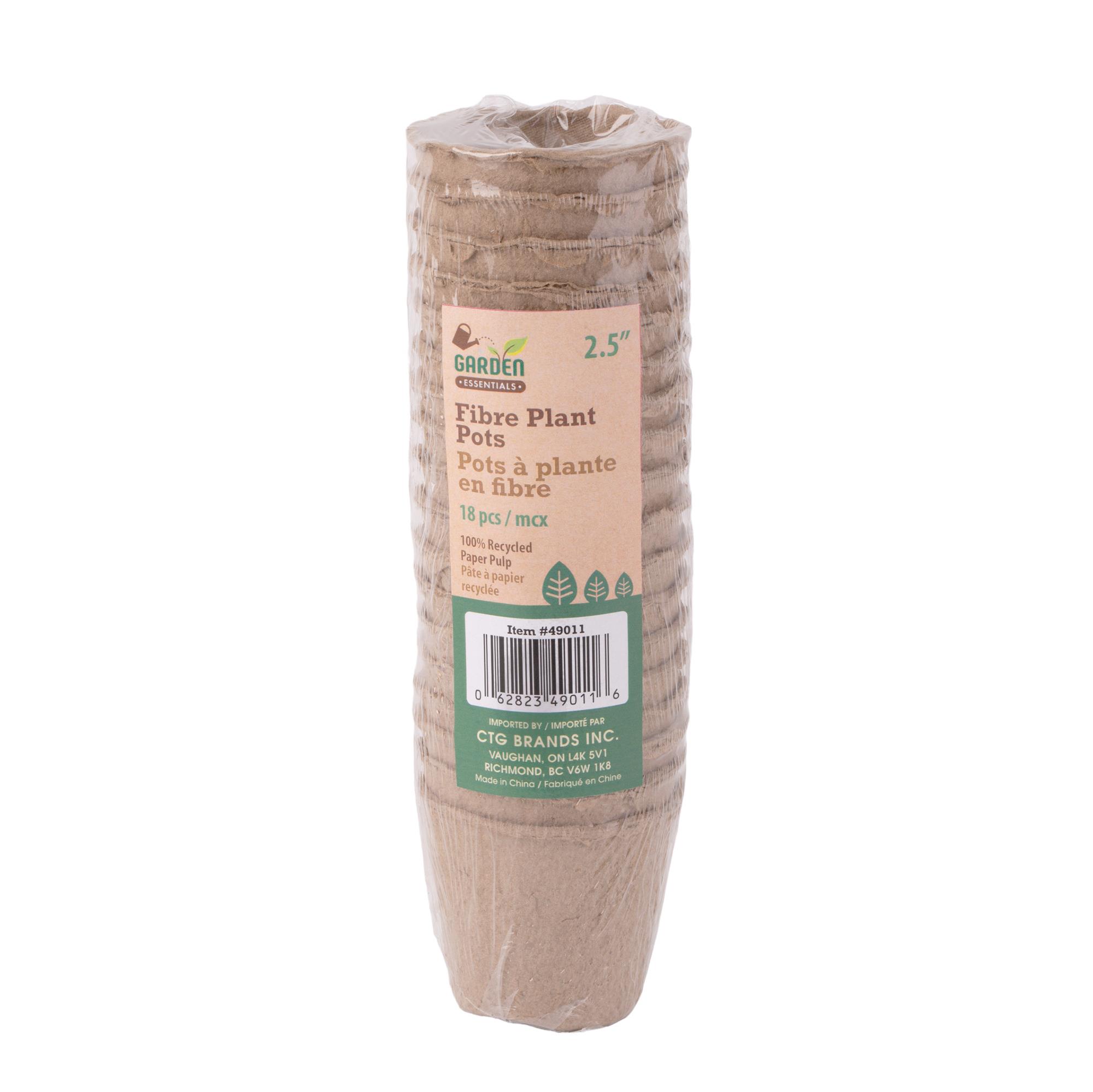 Garden E. 18pcs 2.5" Fibre Plant Pots, Shrink Wrapped w/ Label