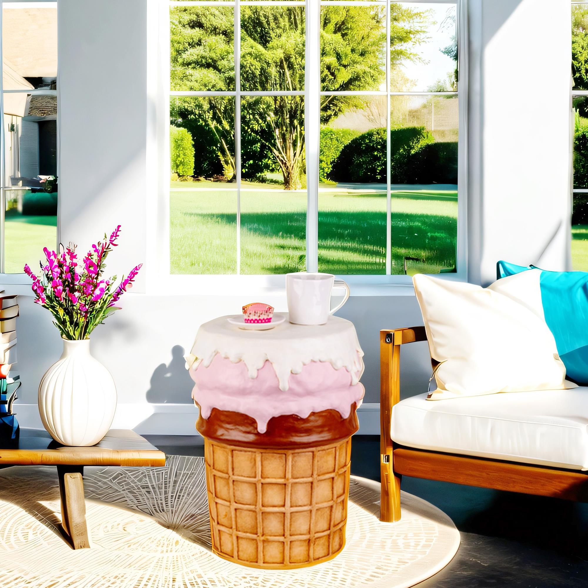 Country G. 14.2"x18.5" MGO Simulated Ice Cream Cone Stool,Lbl