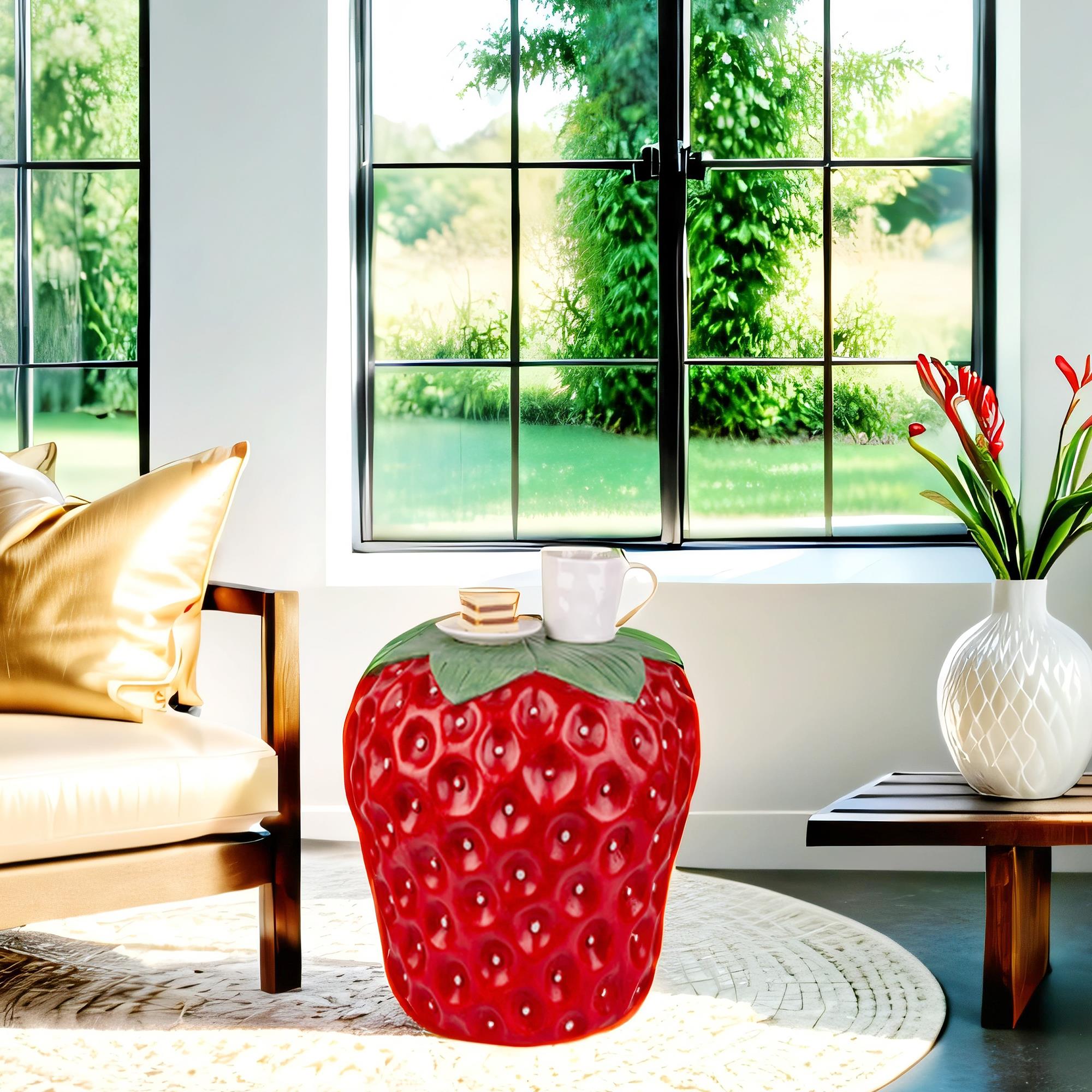 Country G. 15.5"x16.9" MGO Strawberry Stool, Color Label