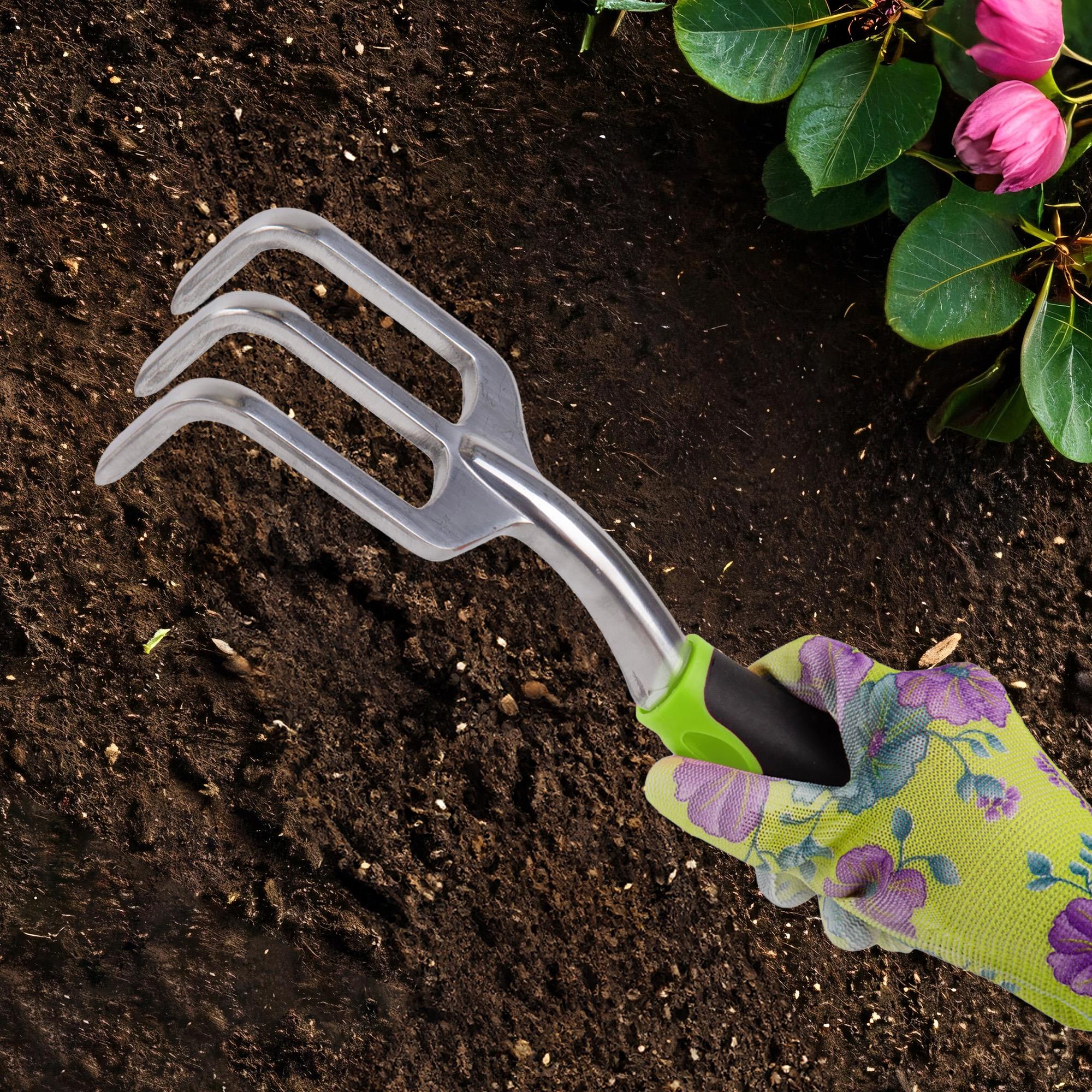 Garden E. 11" Aluminum Garden Rake w/ Plastic Handle, Hangtag