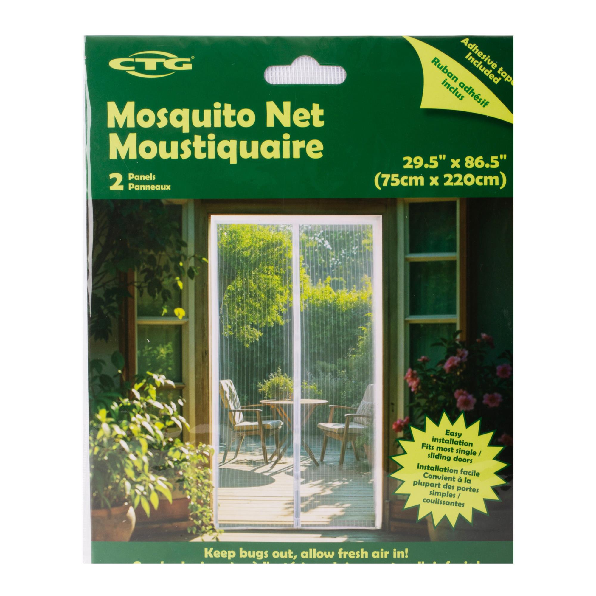 2PK Polyester Mosquito Net, 29.5"x86.6", Hook & Loop, Col. Card