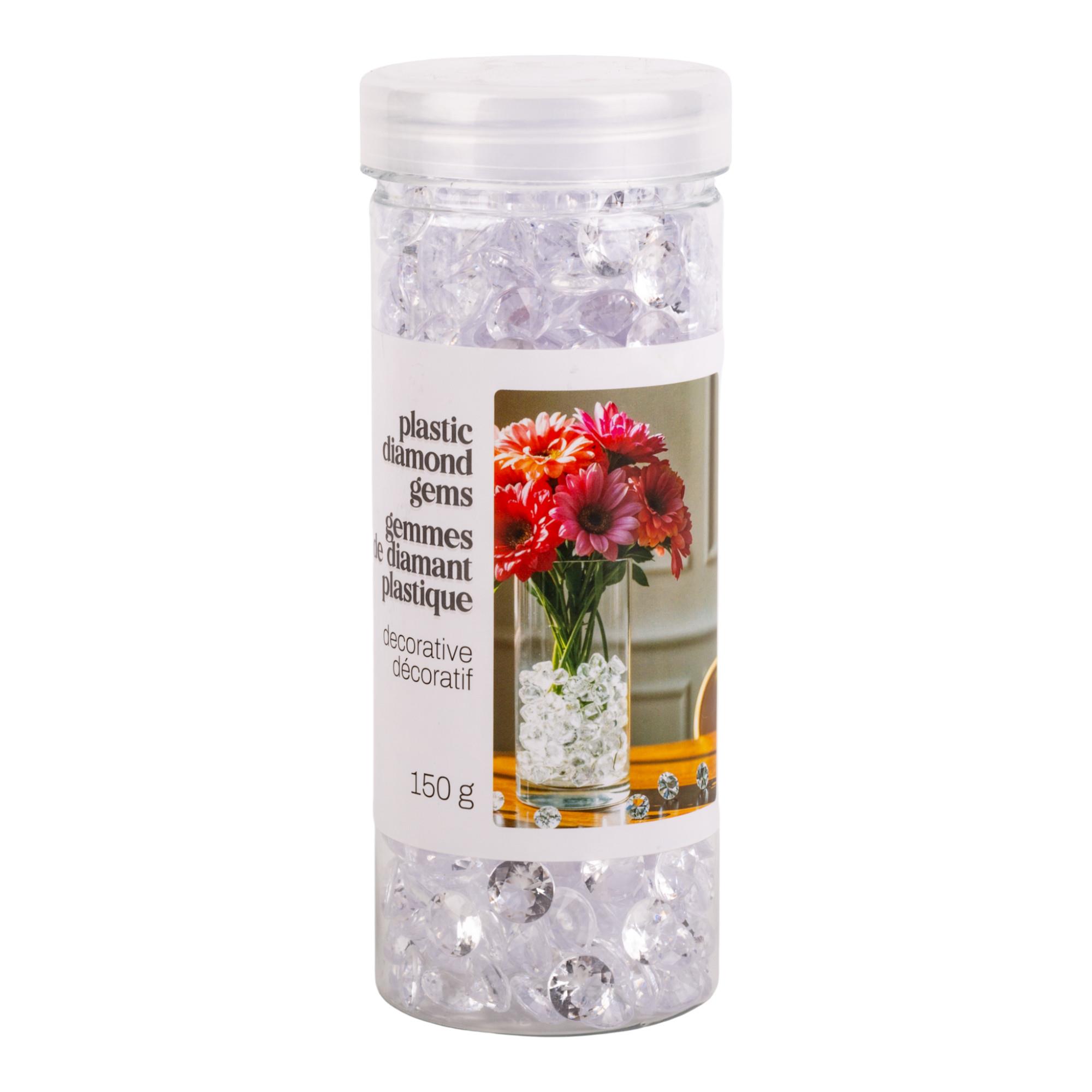 Plastic Diamond Gems, 150G , 10MM, PVC jar/col label