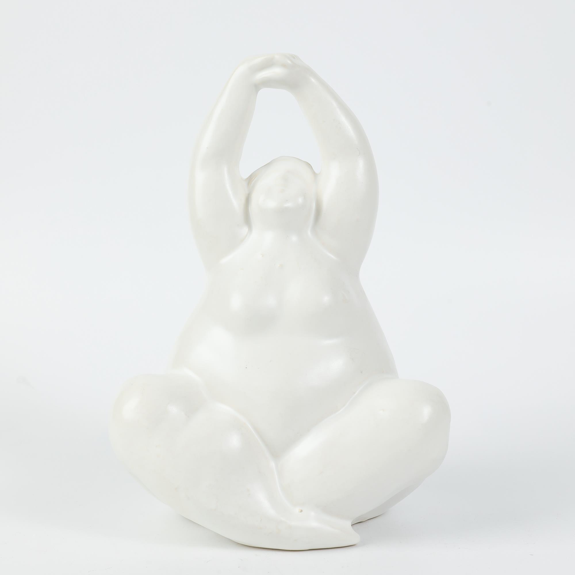 Ceramic Feminine Figurine, 5"x6.3"x8.85", Matte White