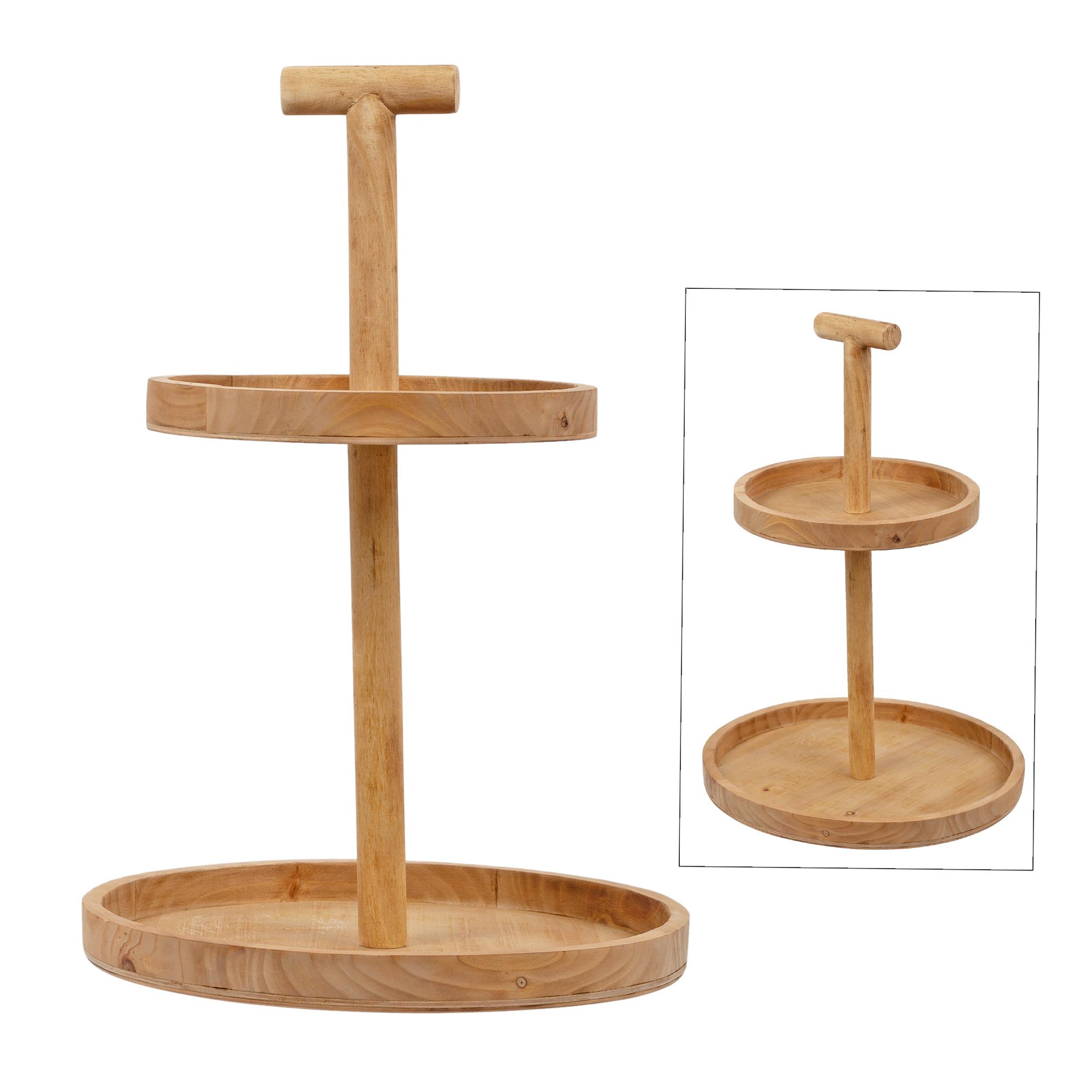 Farmhouse Wood 2-Tier Stand, 12"D x 17"H