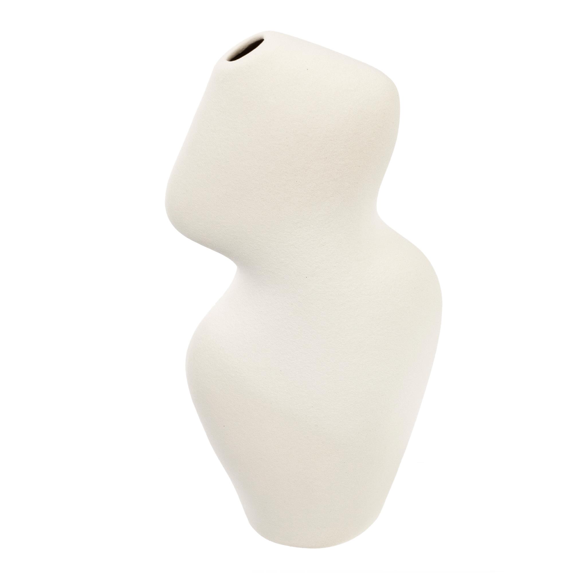 Wavy Ceramic Vase, Medium, 5.7"x3"x11.6", Beige