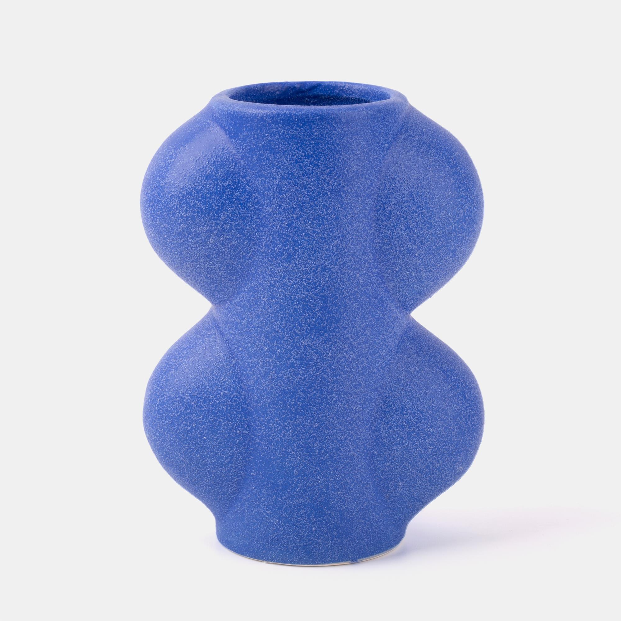 Bubble Ceramic Vase, Blue, 4.33x2.36x5.7"