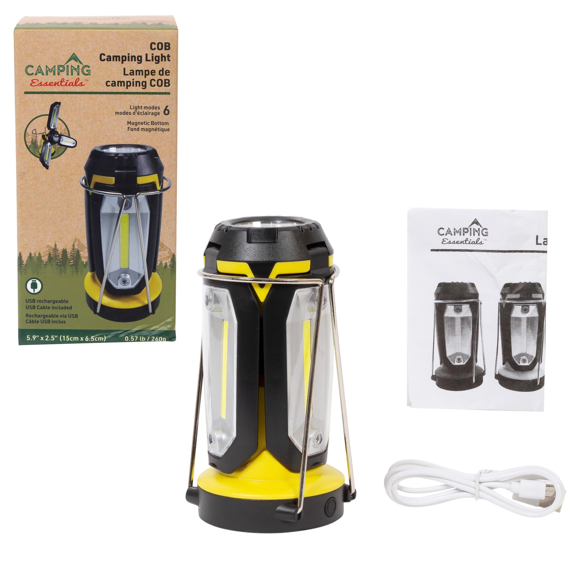 Camping COB LED Light w/Lithium Battery, colour box