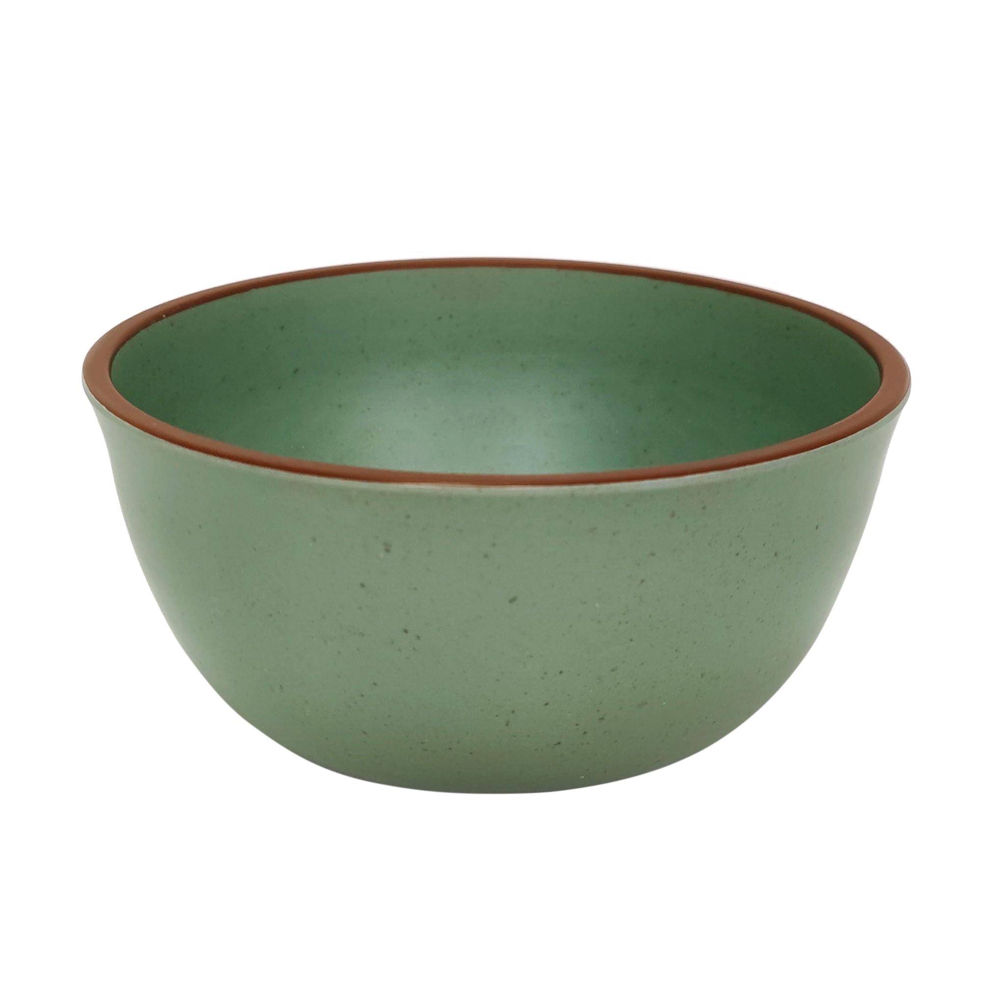 Luciano 6"Green Matt Color Bowl w/Color Rim, Bamboo Fiber,upc