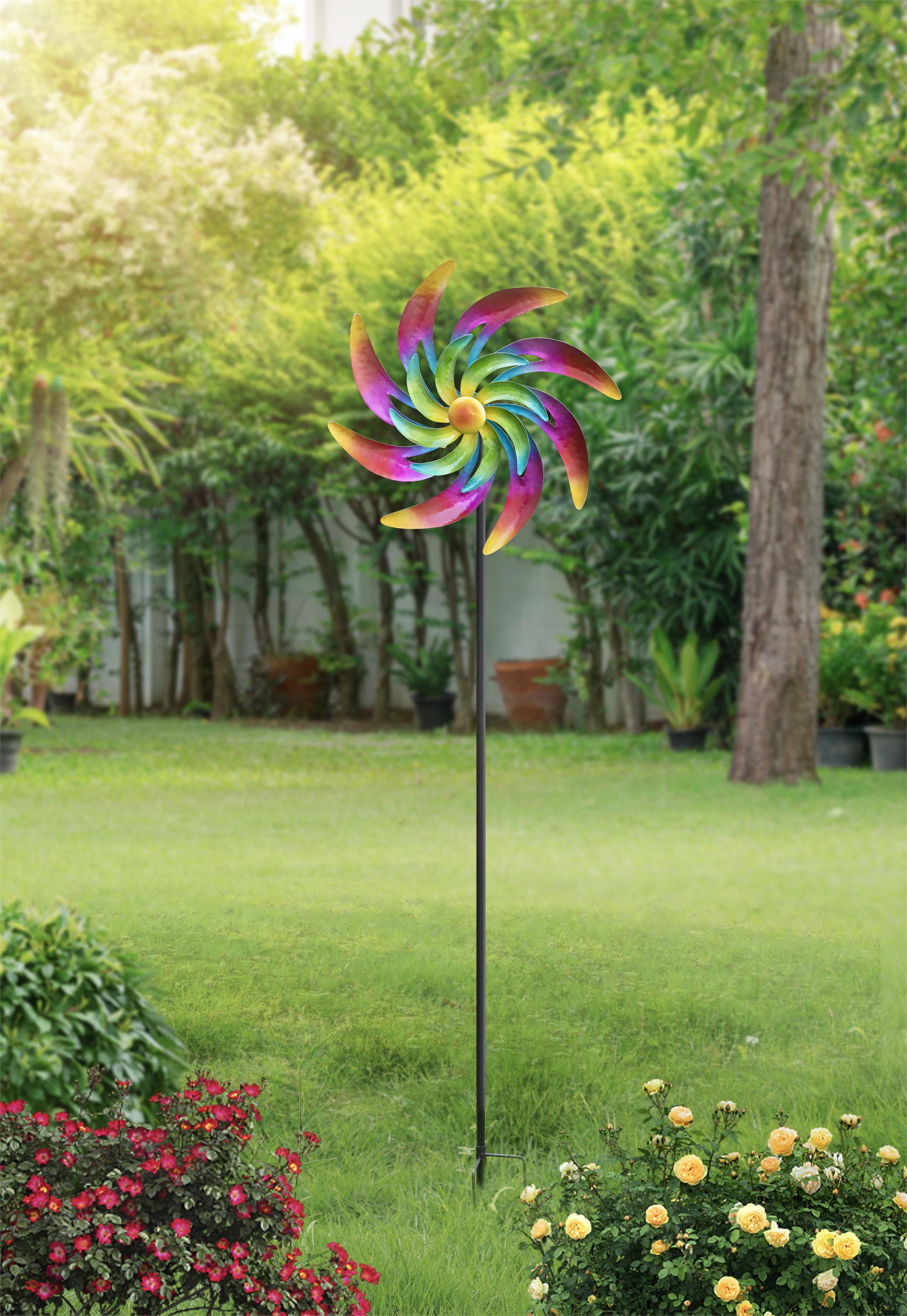 Country G. 20"x72" Metal Dual Wind Spinner Stake, cht