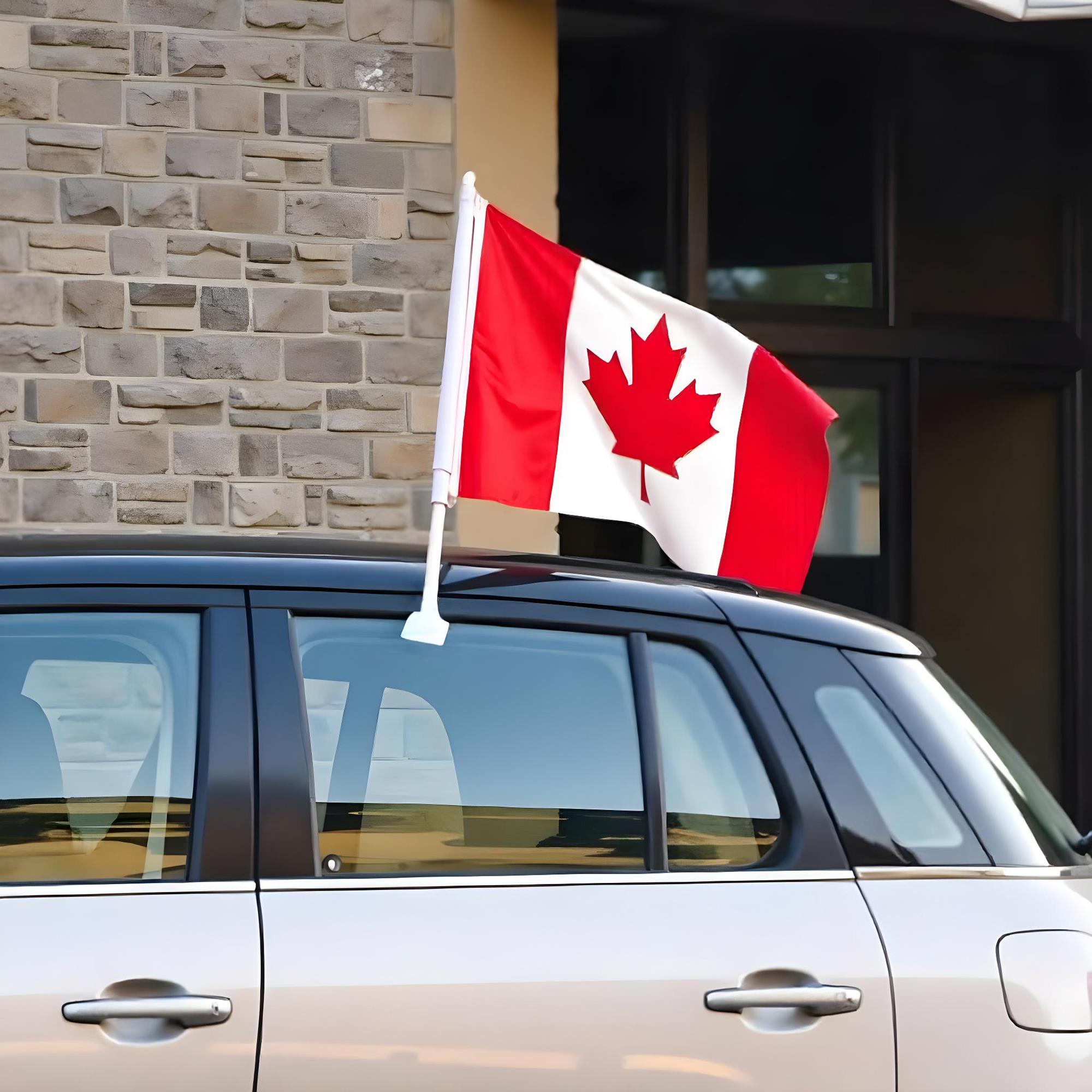 Canada 15"x7.5"H Auto Flag, Polyester, pbh (H)